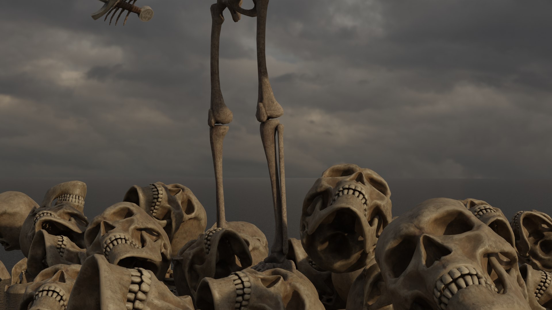 3D Model Skeleton Skull Scene With Ocean Environment - TurboSquid 2074246