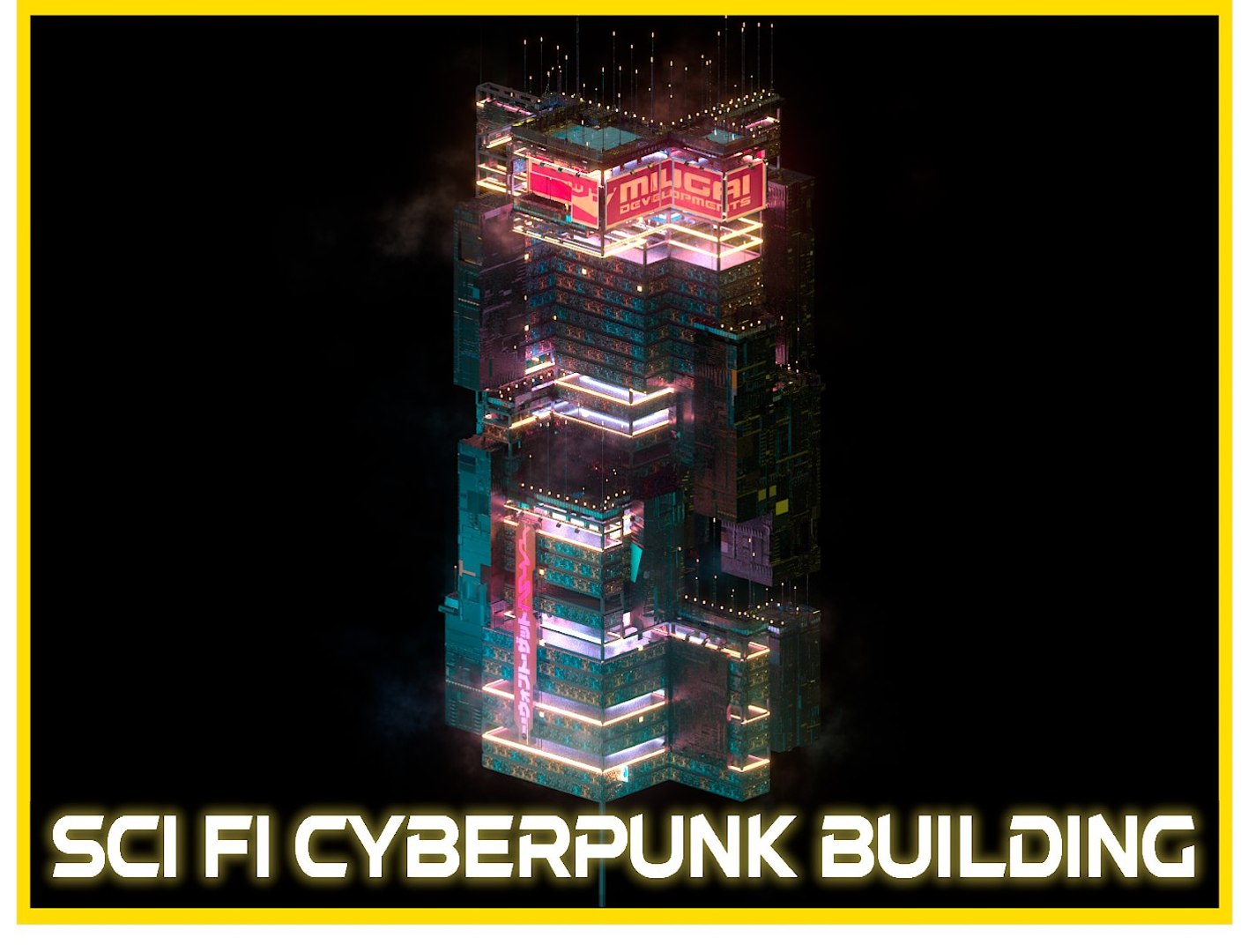 3D Sci-Fi Futuristic Cyberpunk Sci Fi City Building Skyscraper 48 ...