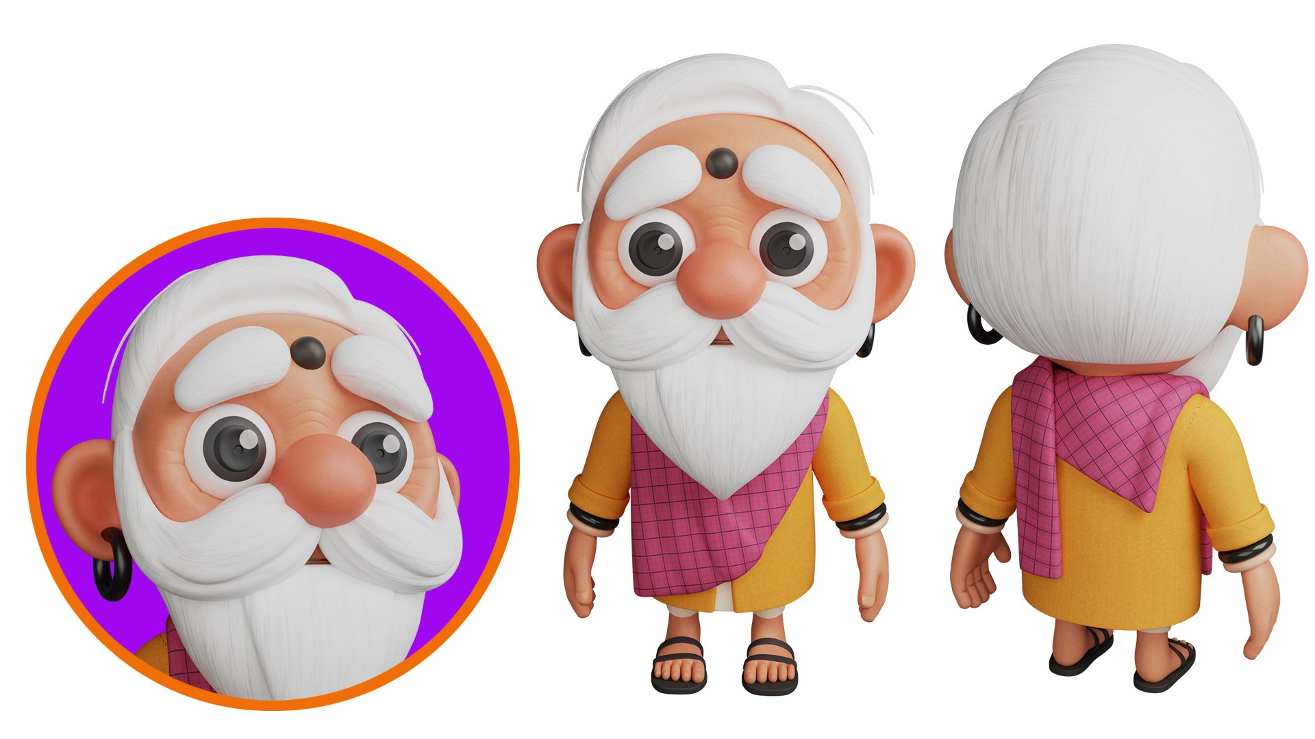 3D Baba Ji Cartoon Character 3d Model Model - TurboSquid 2230501