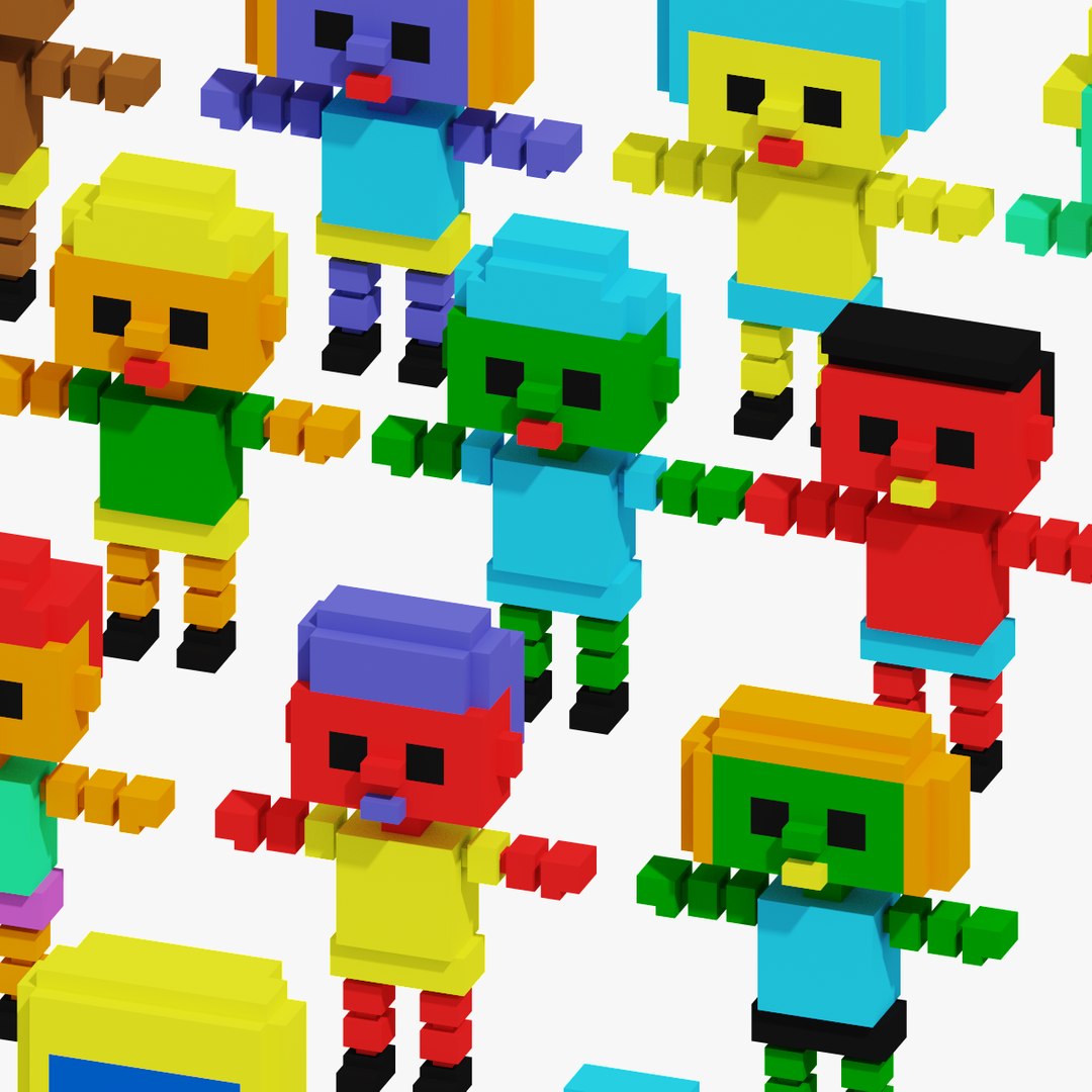 22 Low Poly 8 Bit Cartoon Human Characters Bundle 3D - TurboSquid 1875332