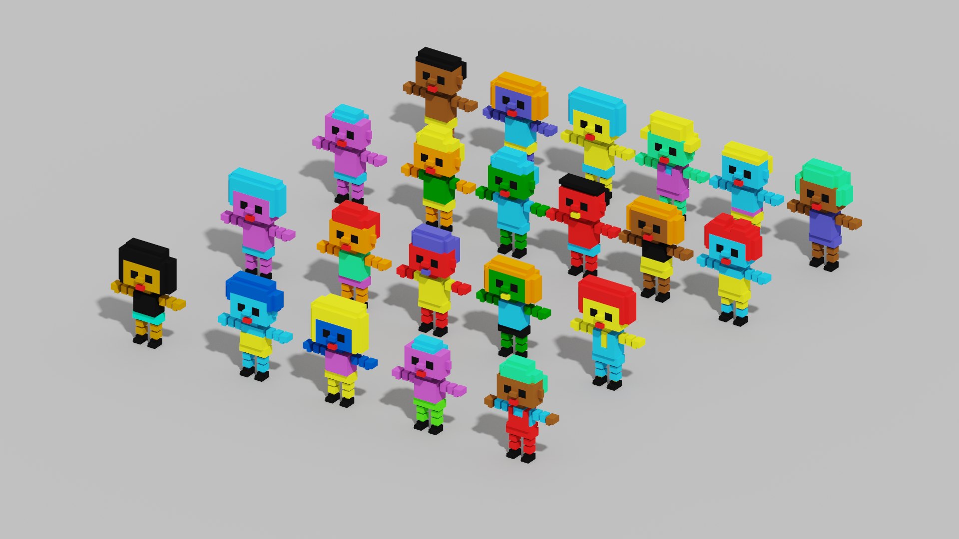 22 Low Poly 8 Bit Cartoon Human Characters Bundle 3D - TurboSquid 1875332