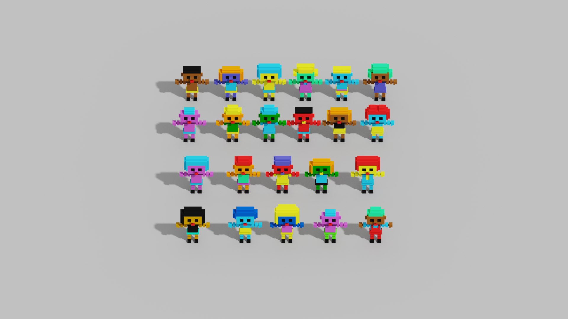22 Low Poly 8 Bit Cartoon Human Characters Bundle 3D - TurboSquid 1875332