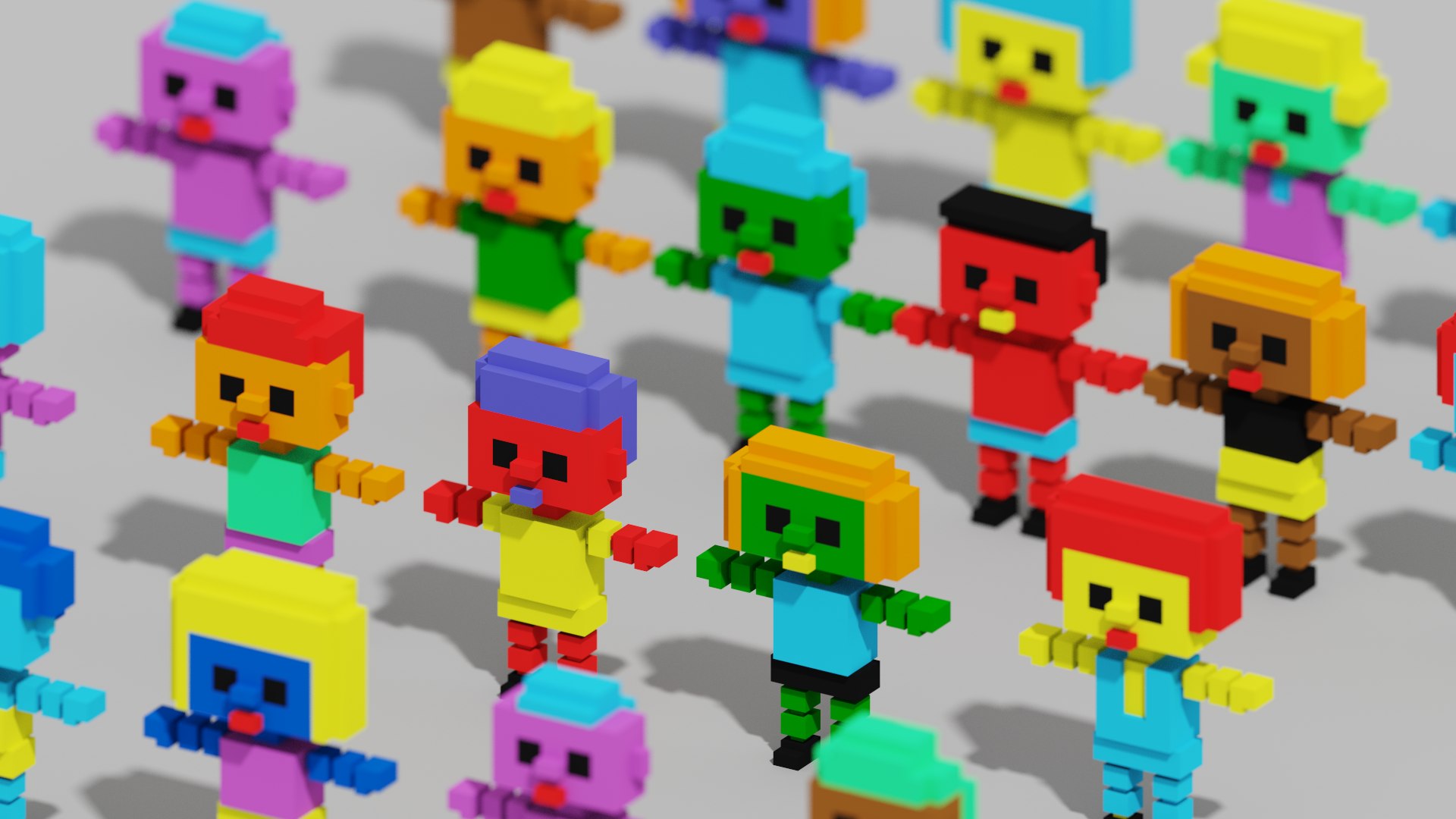 22 Low Poly 8 Bit Cartoon Human Characters Bundle 3D - TurboSquid 1875332