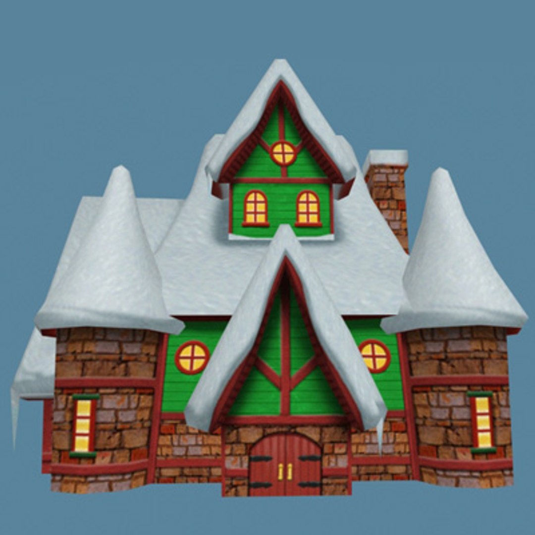 3d santa workshop house