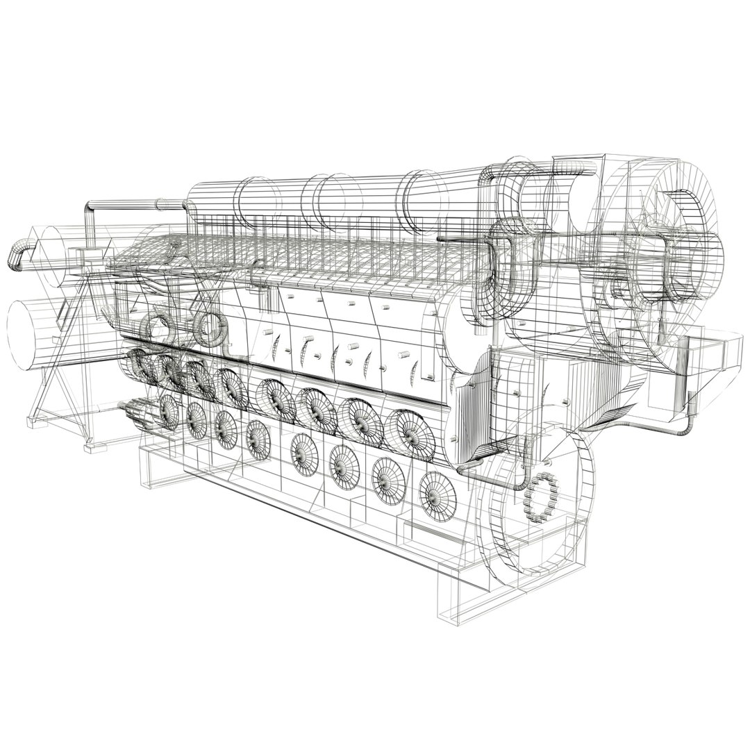 Emd 710 Diesel Engine 3d Model
