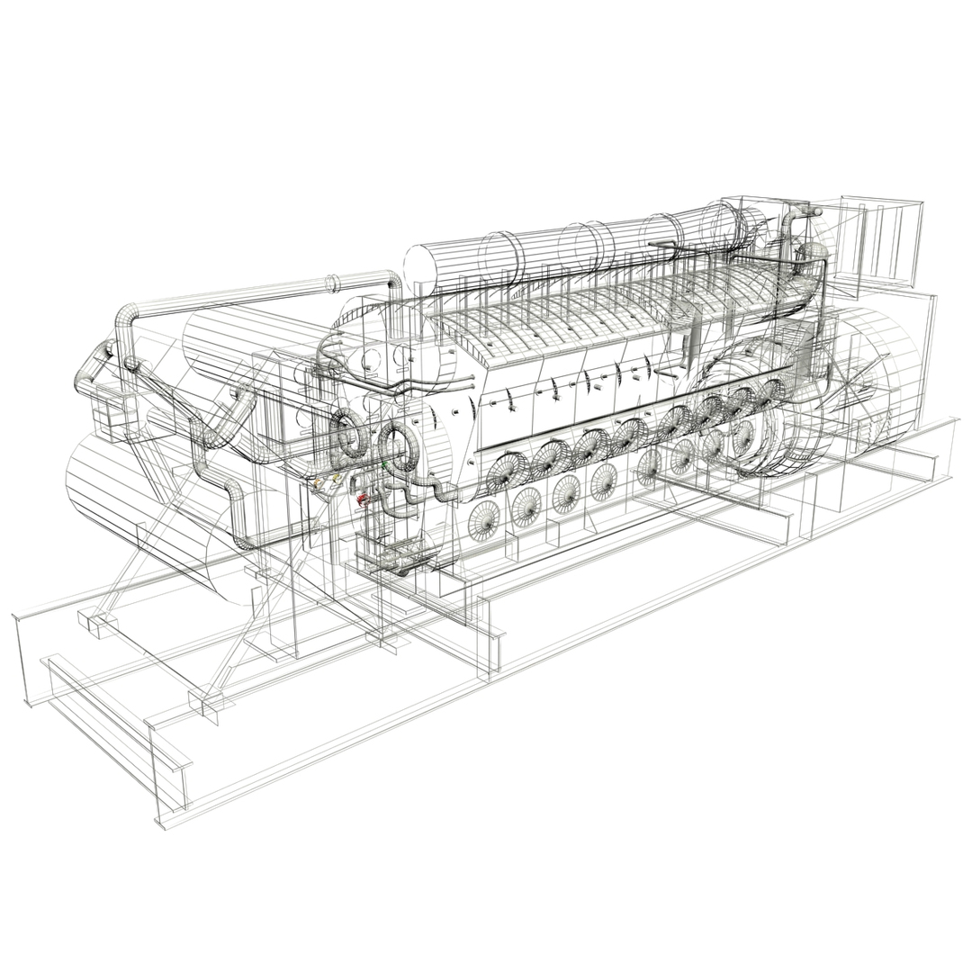 emd 710 diesel engine 3d model
