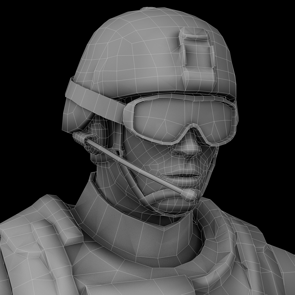 3d military male soldier helmet model
