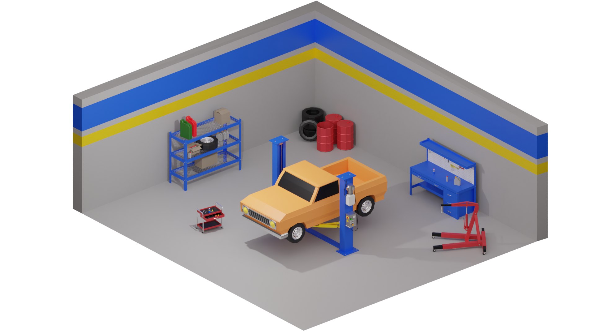 Car Repair Shop Low Poly 3D Model - TurboSquid 2292099