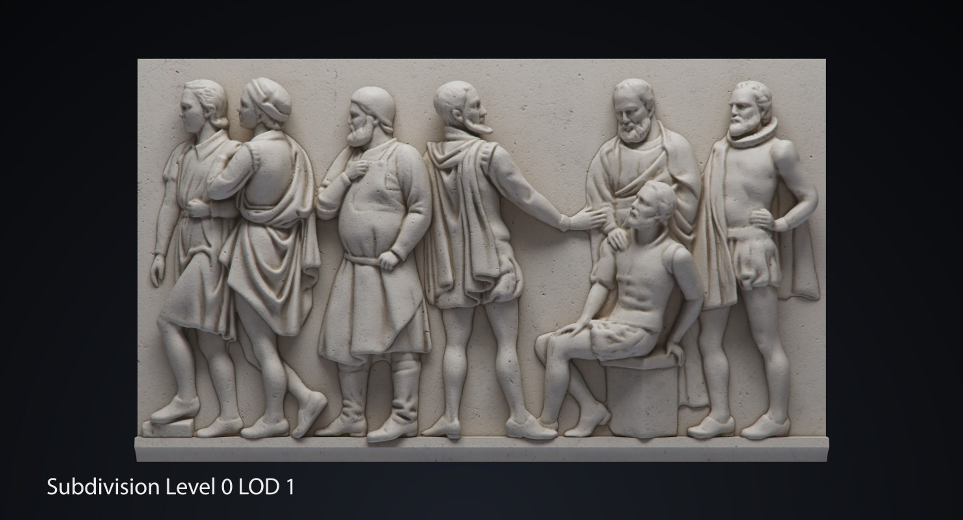 3d bas relief male figures