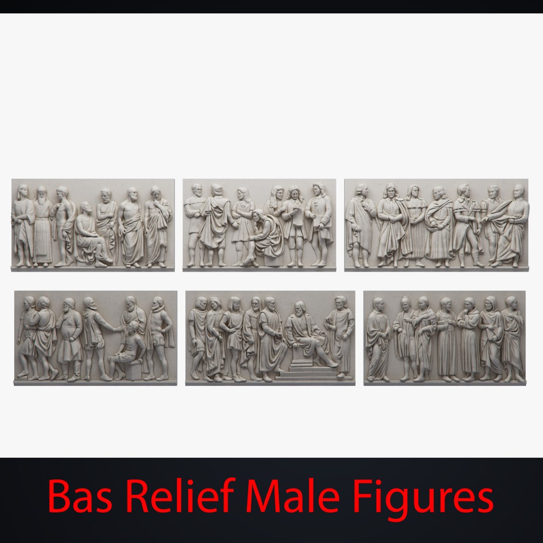 3d bas relief male figures