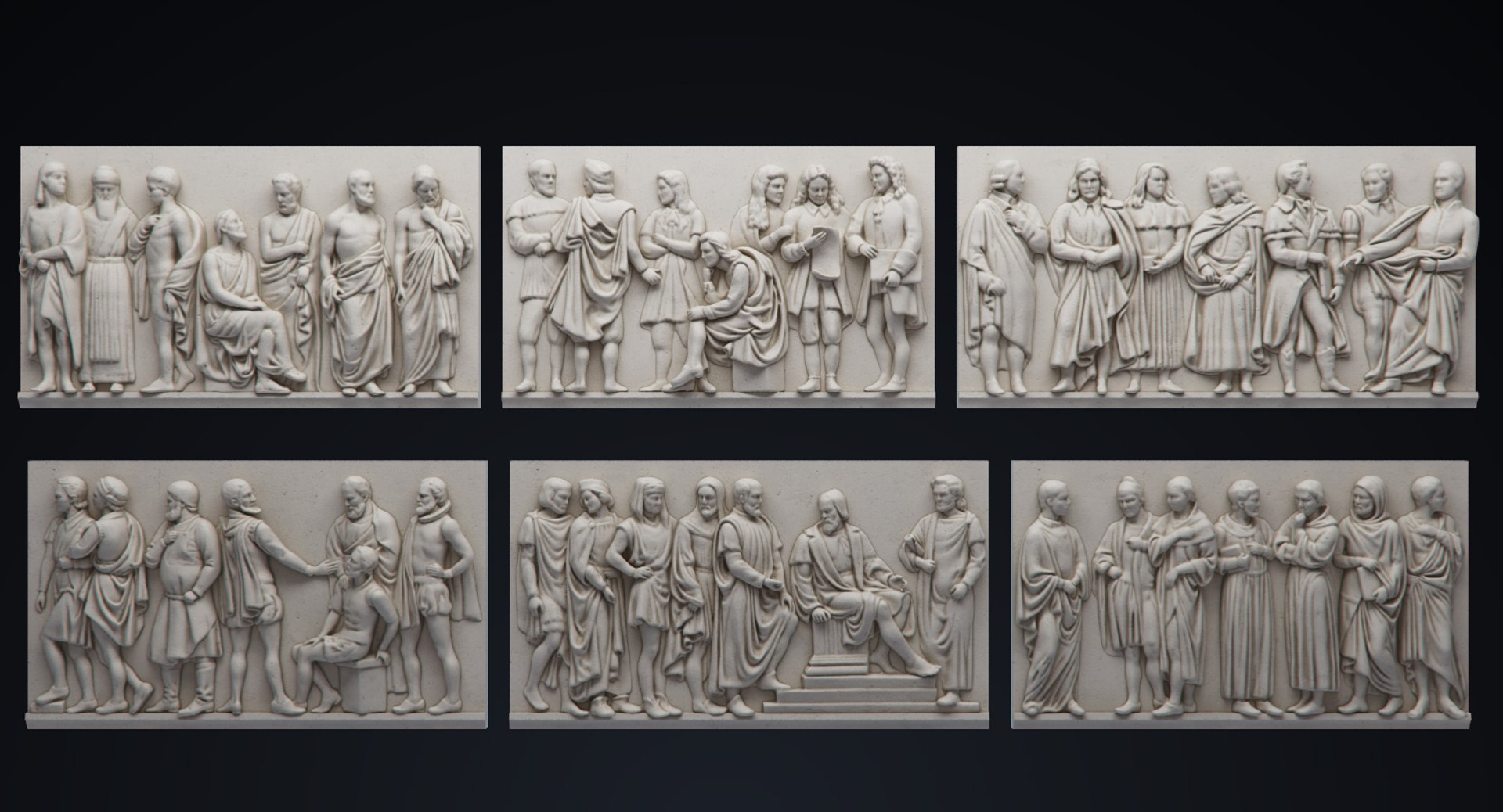 3d bas relief male figures