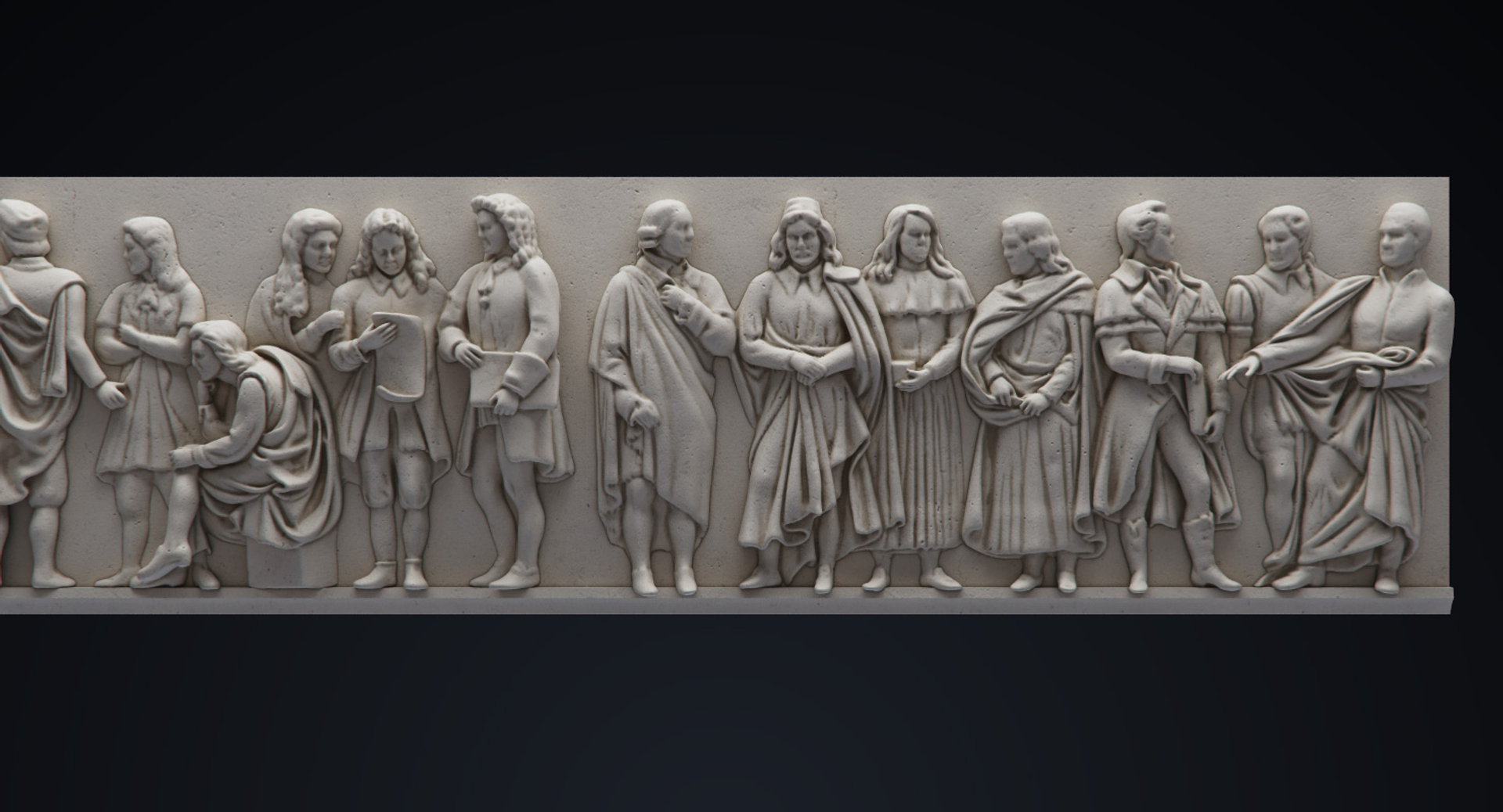 3d bas relief male figures