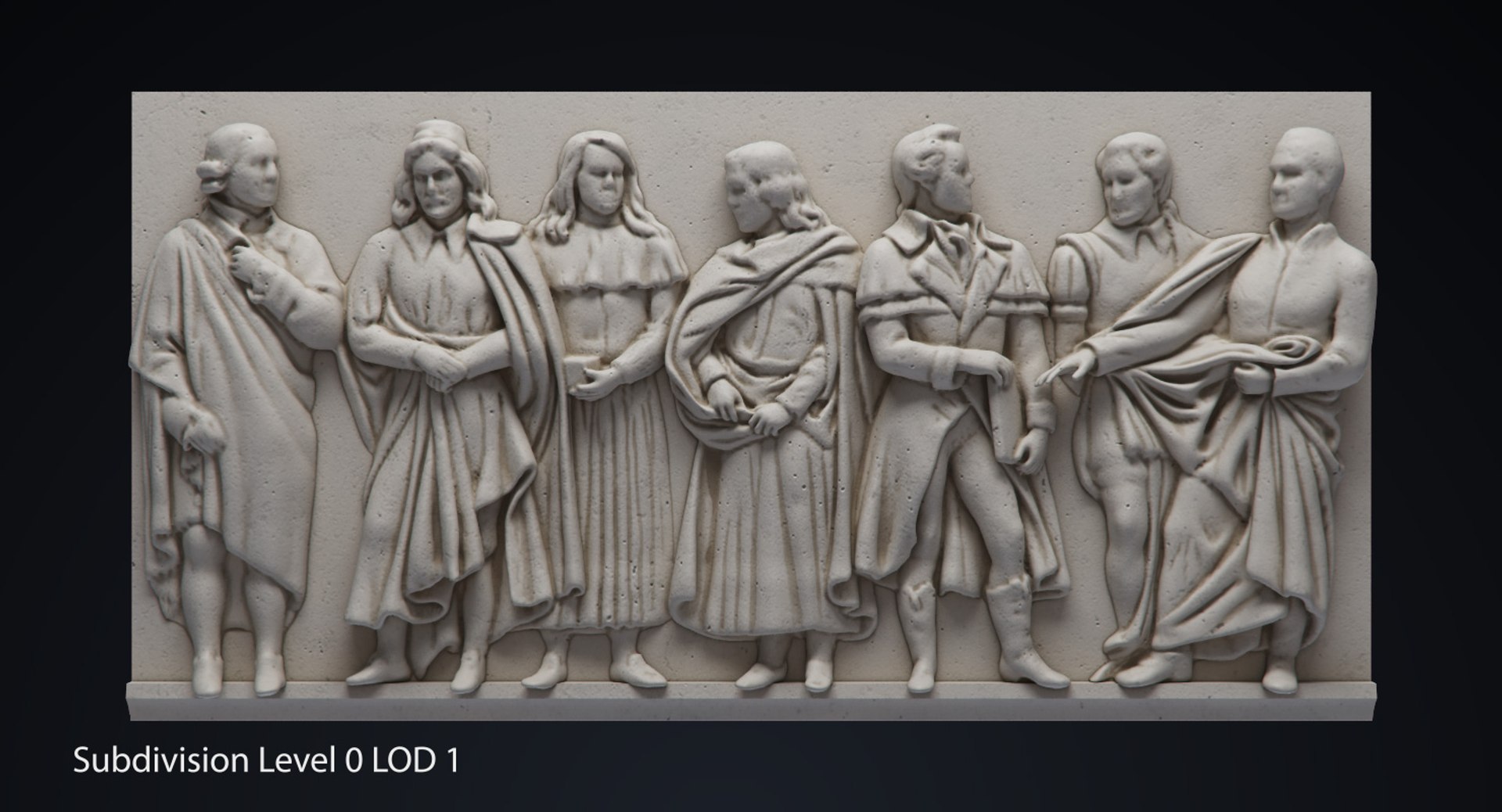 3d bas relief male figures