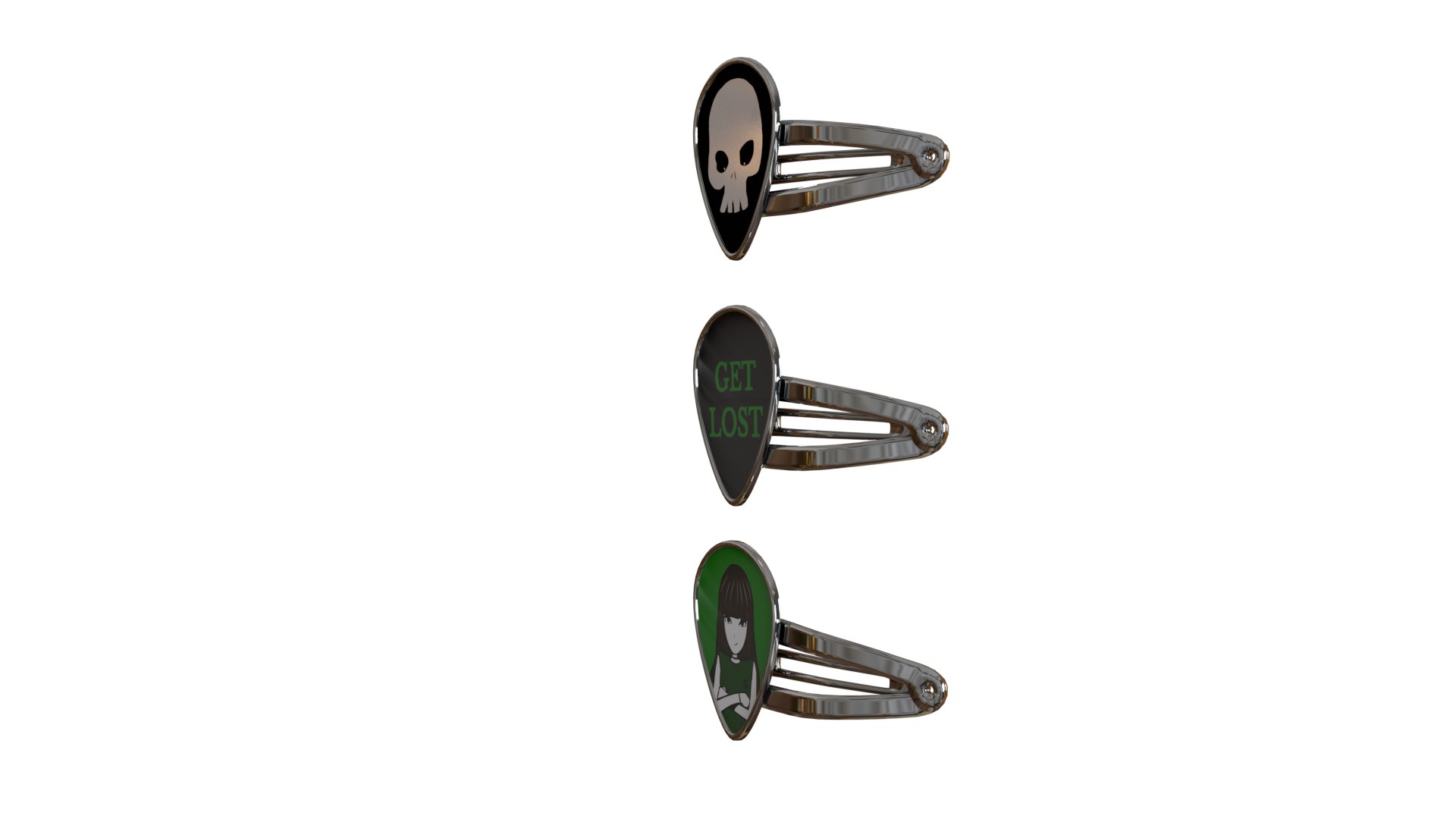 Hair snap clips green color girl 3 style v3 3D model - TurboSquid 1840694