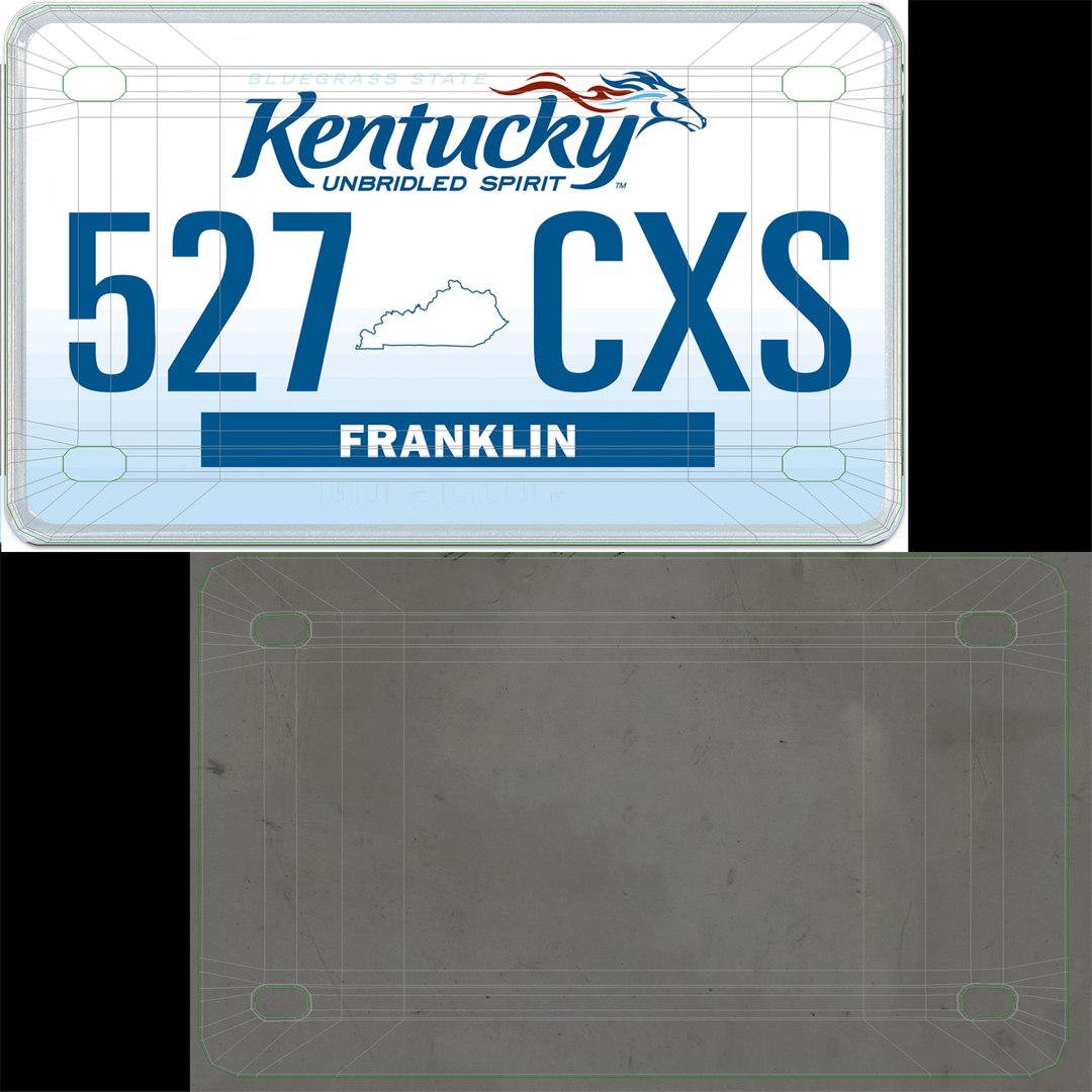 Kentucky License Plate 3d Model