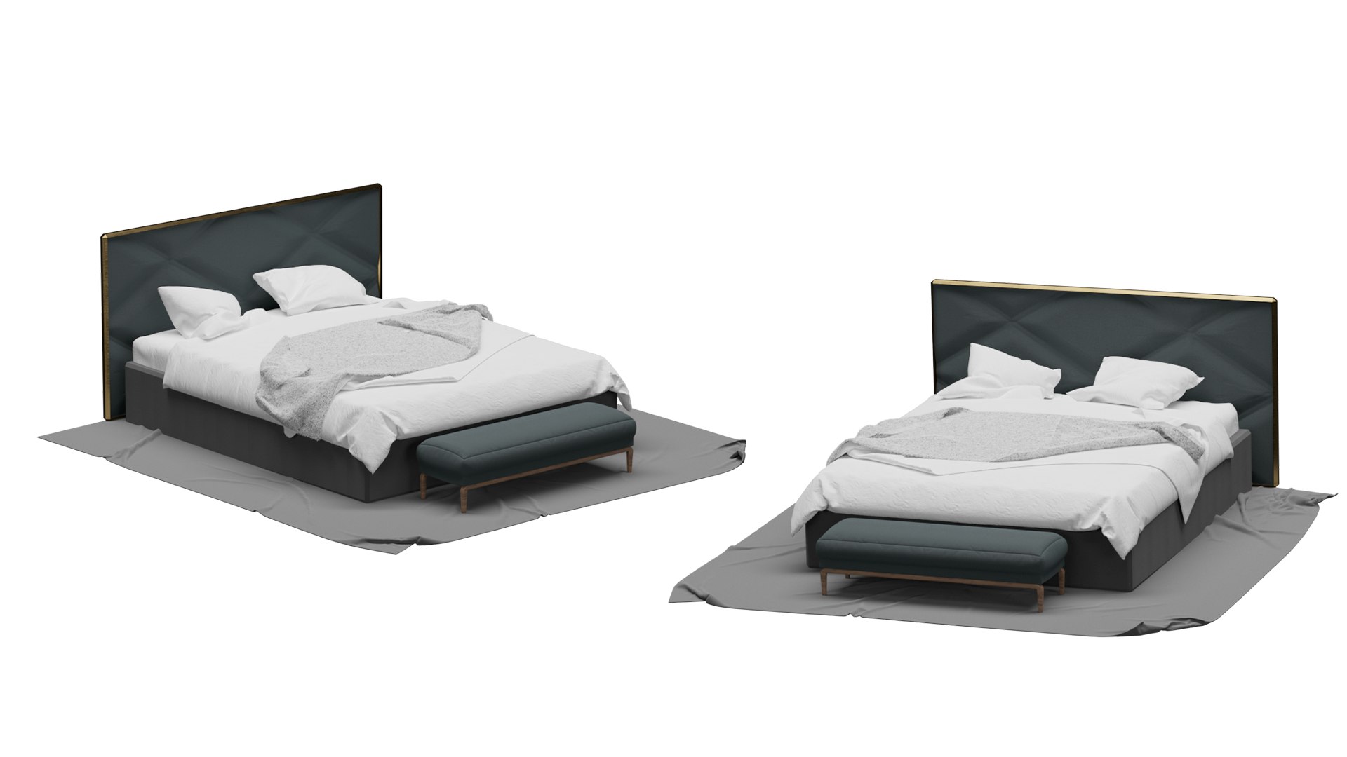 Double Bed Model - TurboSquid 1903359