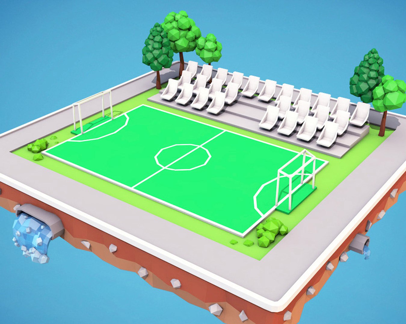 3D Football Field Cartoon - TurboSquid 1158249