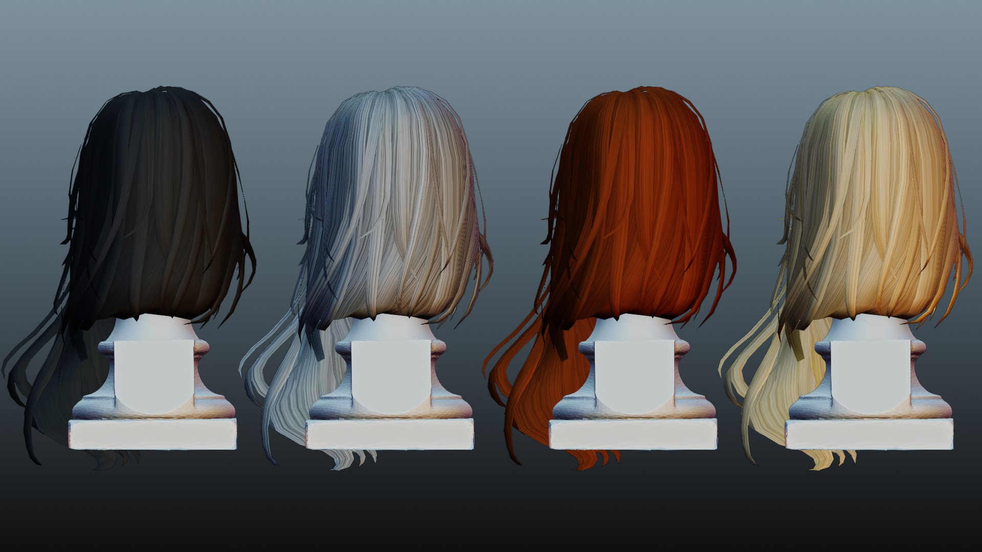 Female Hair 4 Colors 3D Model - TurboSquid 2204104