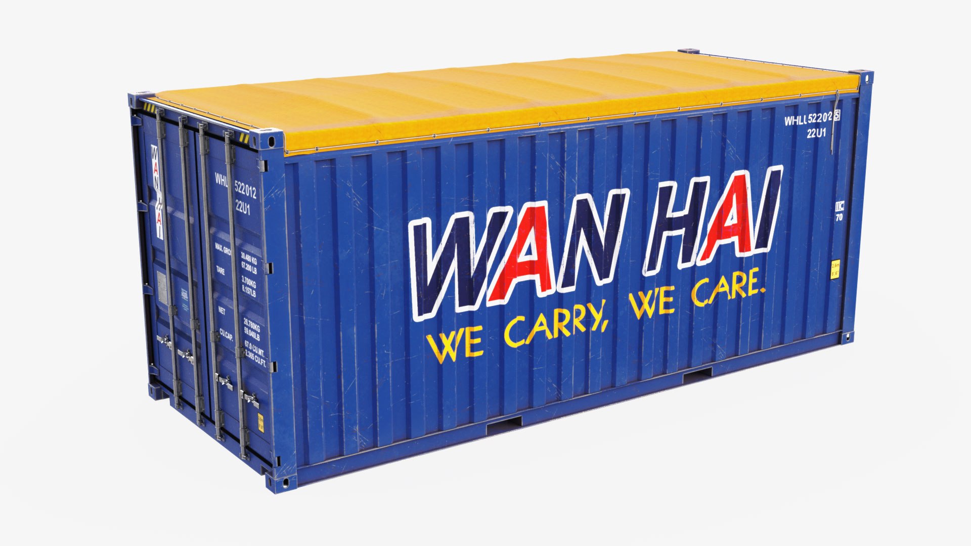 3D Model 20feet Wan Hai Open Top Shipping Container - TurboSquid 2210901