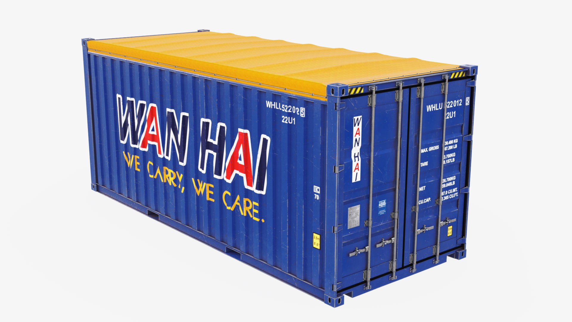 3D Model 20feet Wan Hai Open Top Shipping Container - TurboSquid 2210901