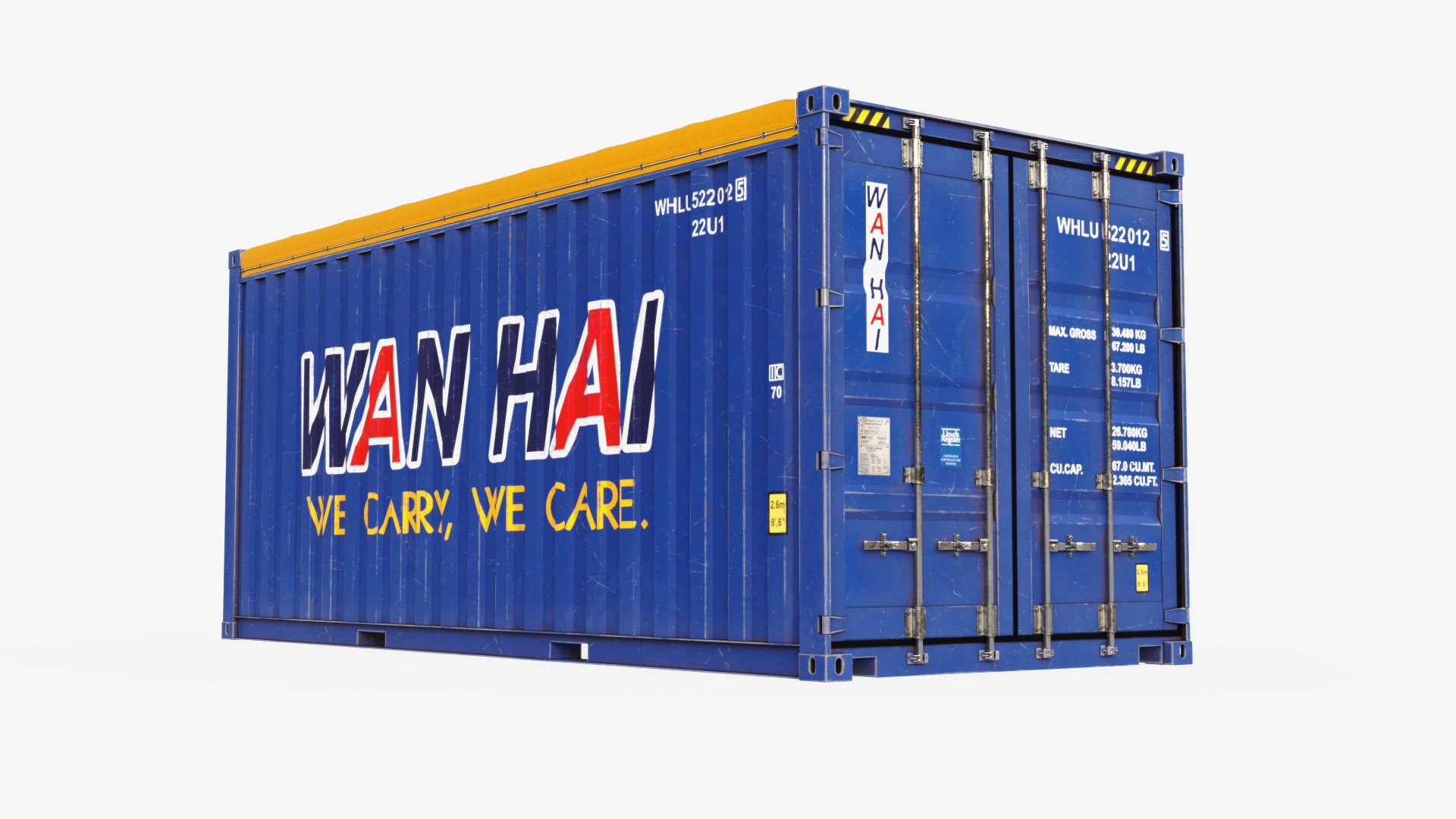 3D Model 20feet Wan Hai Open Top Shipping Container - TurboSquid 2210901