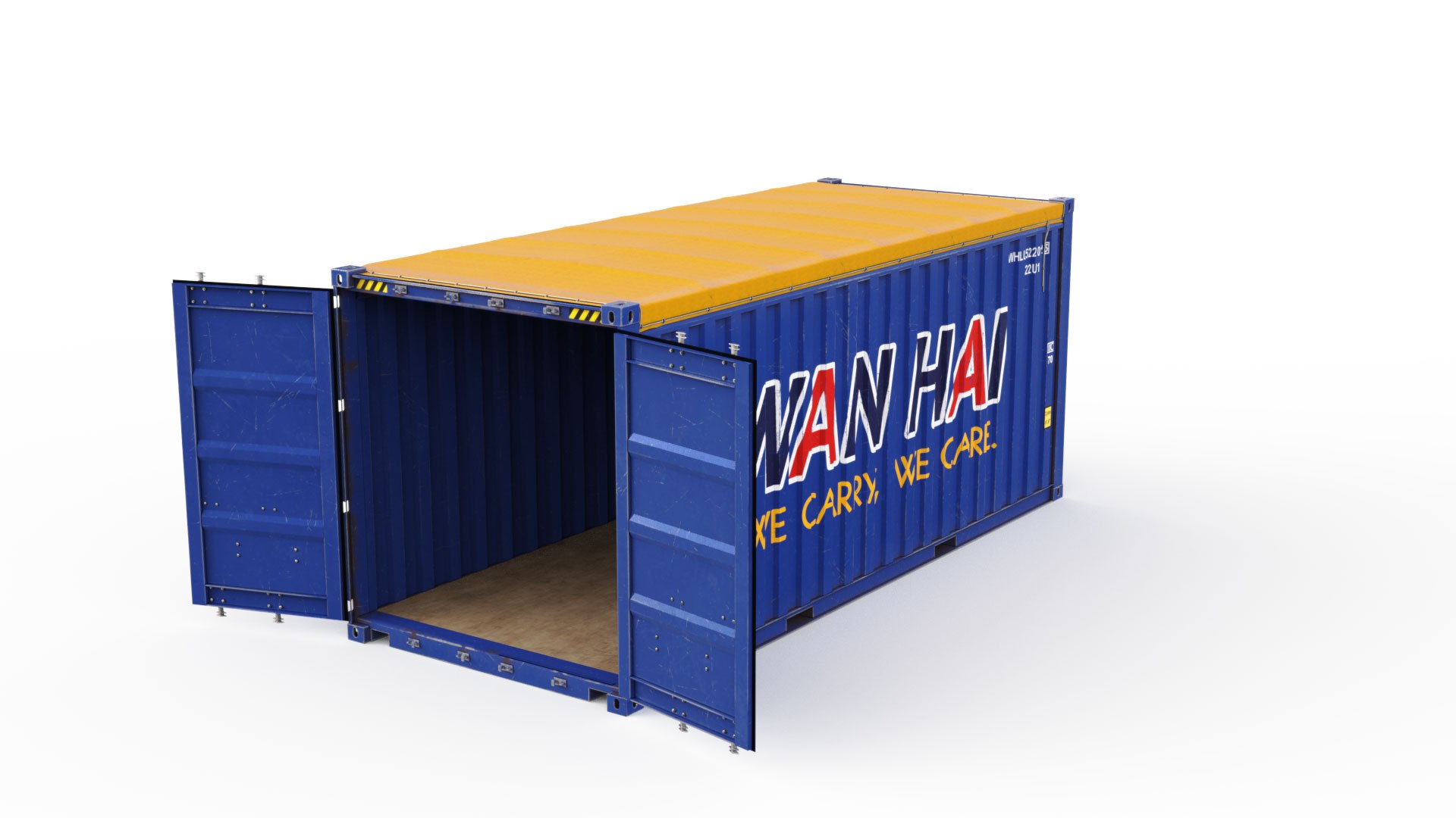 3D Model 20feet Wan Hai Open Top Shipping Container - TurboSquid 2210901