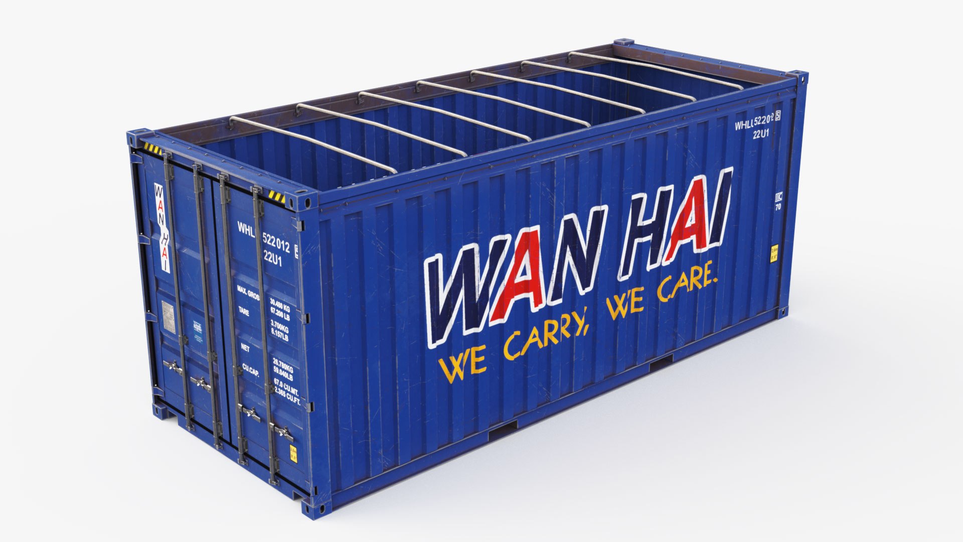 3D Model 20feet Wan Hai Open Top Shipping Container - TurboSquid 2210901