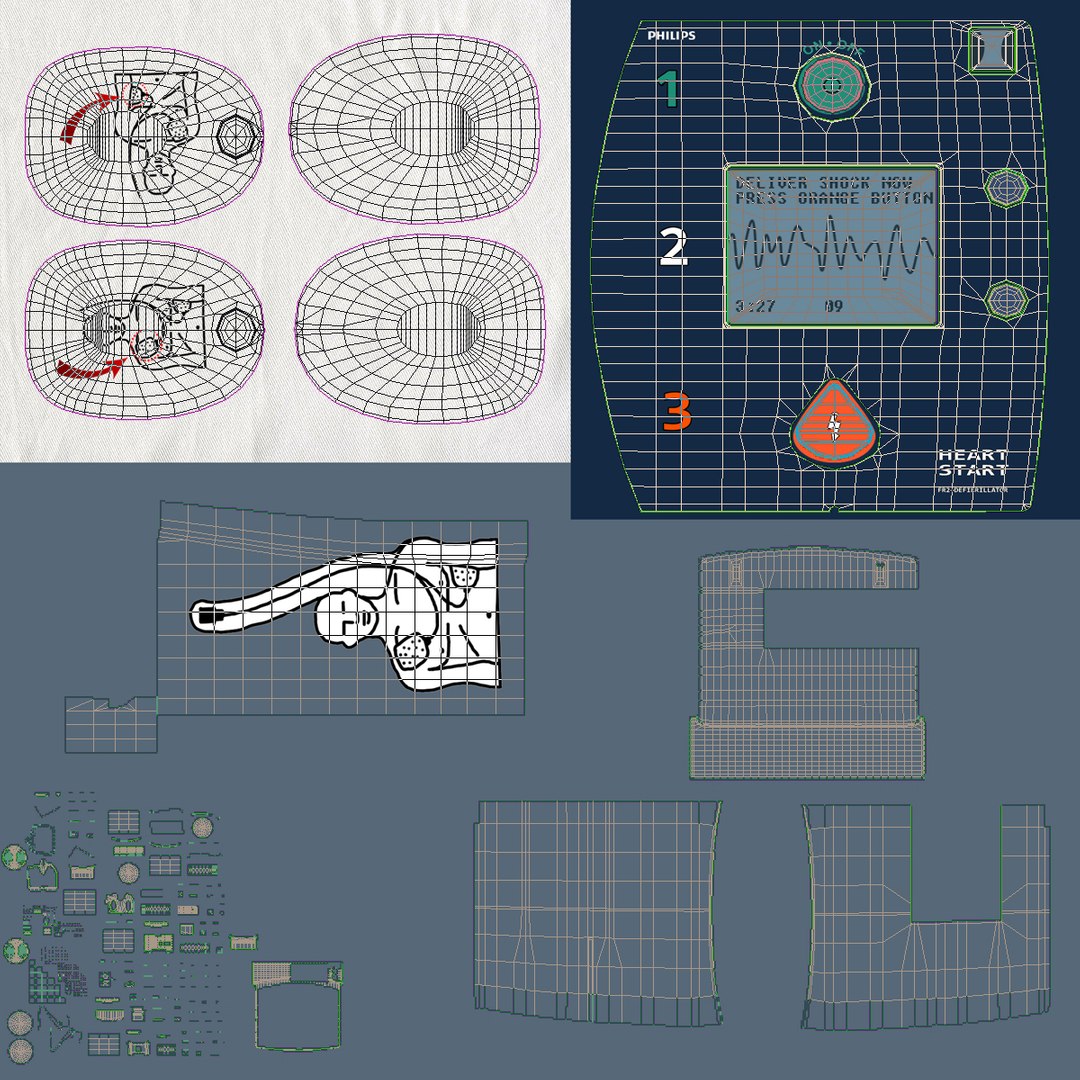 3d Portable Defibrillator Model