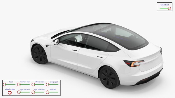 3D модель Tesla Model 3 2024 Белые огни на сфальсифицированном ...