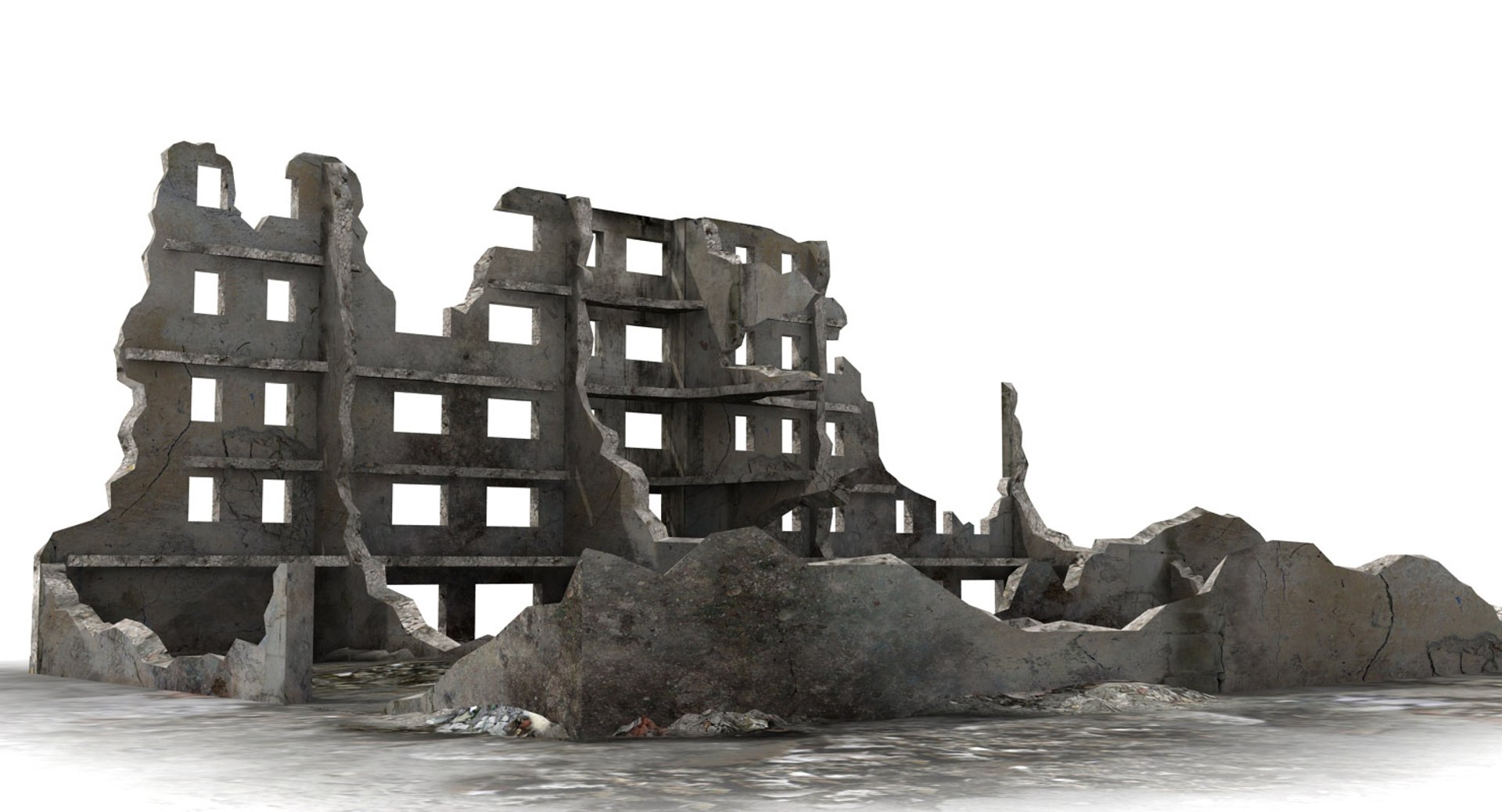 Abandoned Ruined Building World War 3d Model