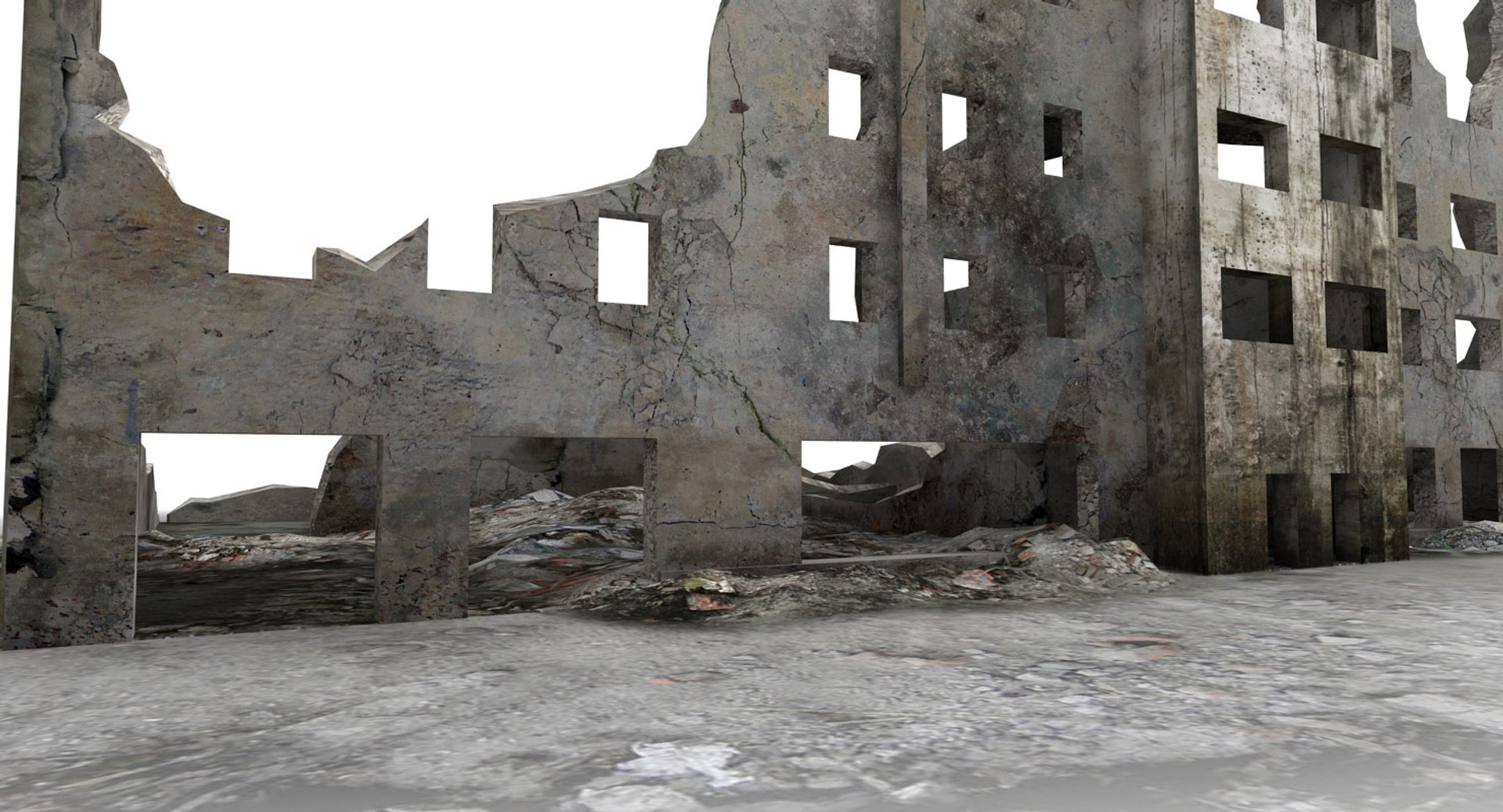 Abandoned Ruined Building World War 3d Model