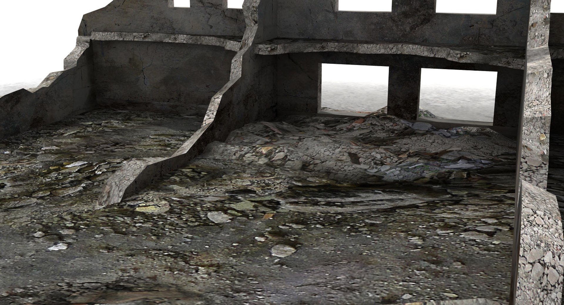 Abandoned Ruined Building World War 3d Model