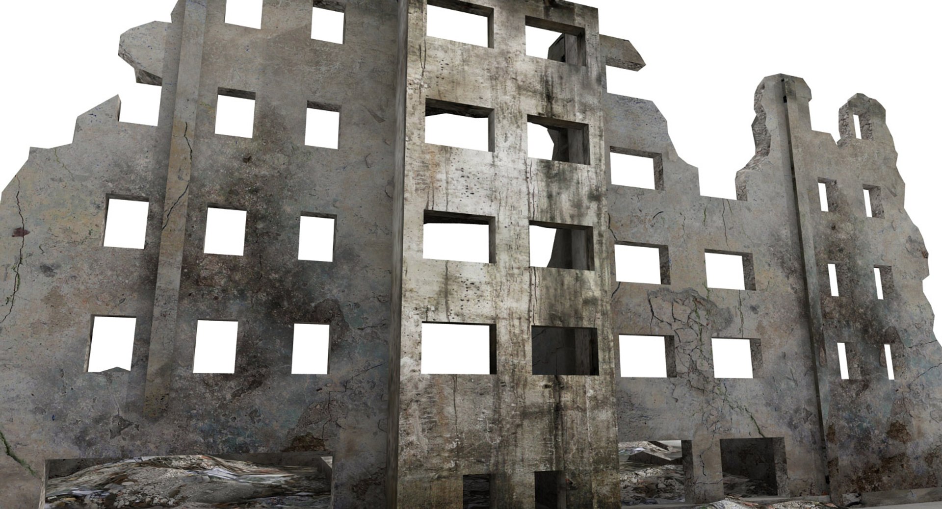Abandoned Ruined Building World War 3d Model