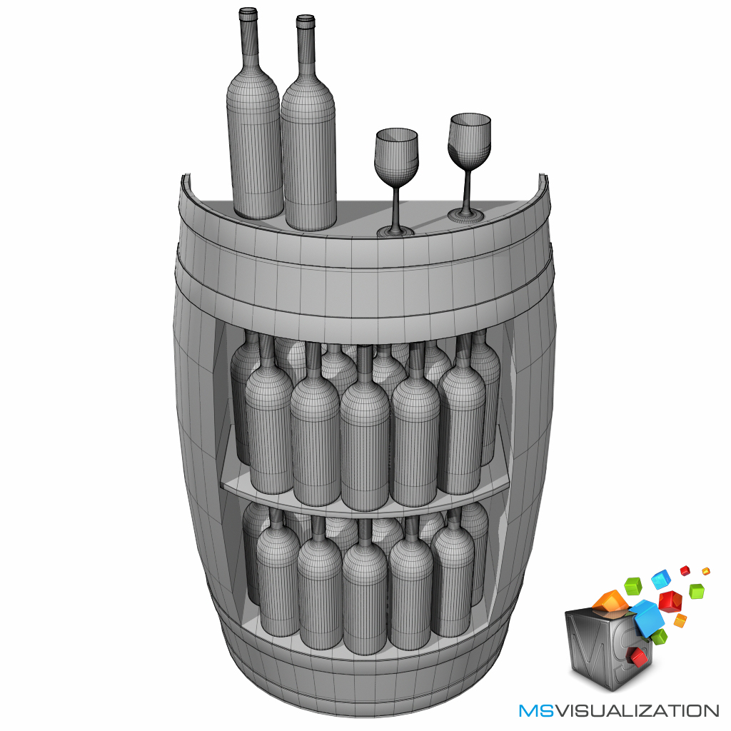 3d half barrel wine rack