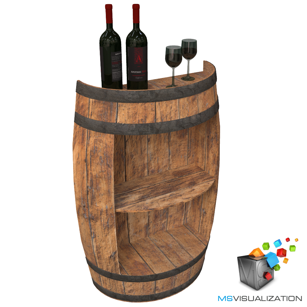 3d half barrel wine rack