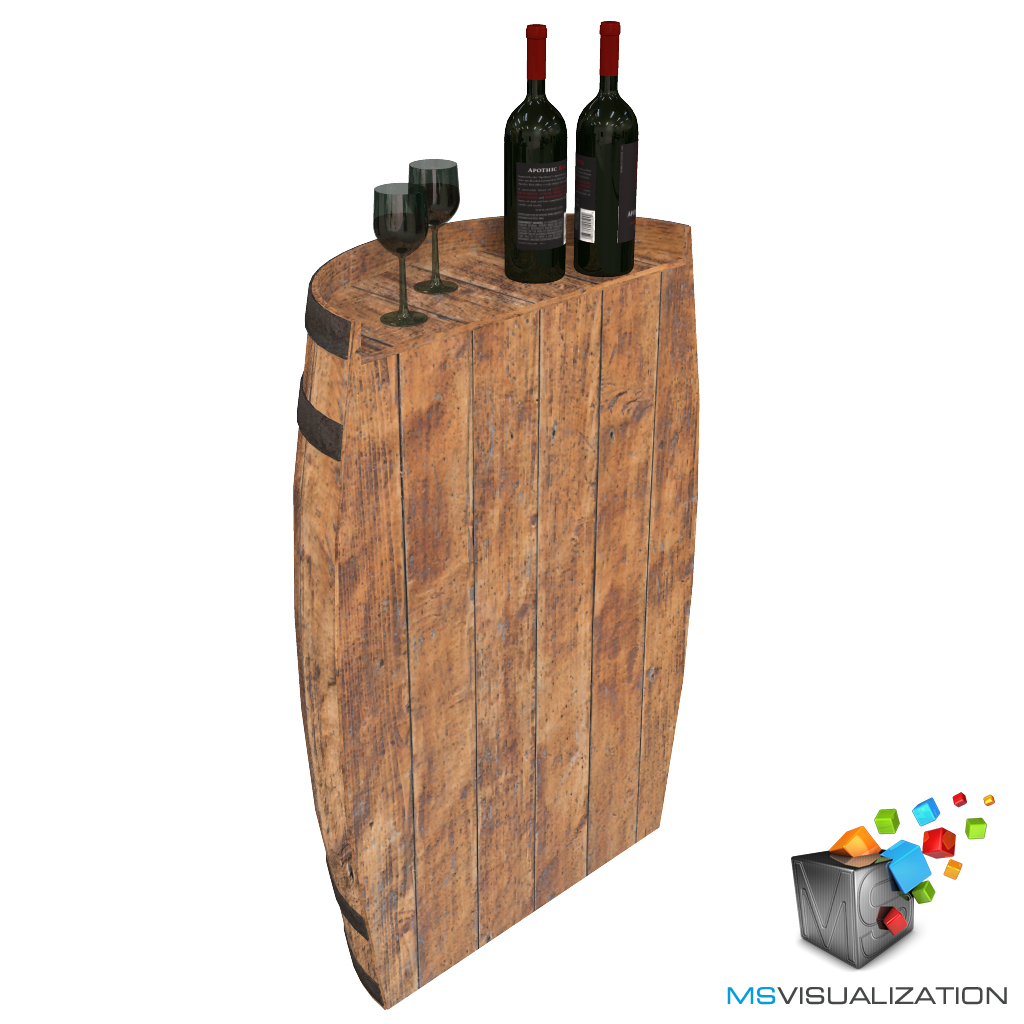 3d half barrel wine rack