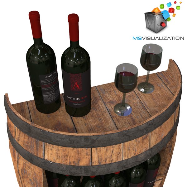 3d half barrel wine rack