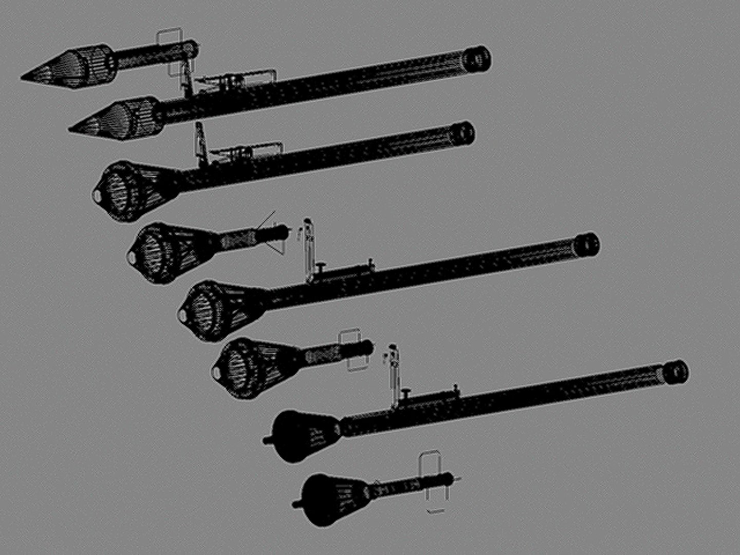 3d model wwii german panzerfaust family