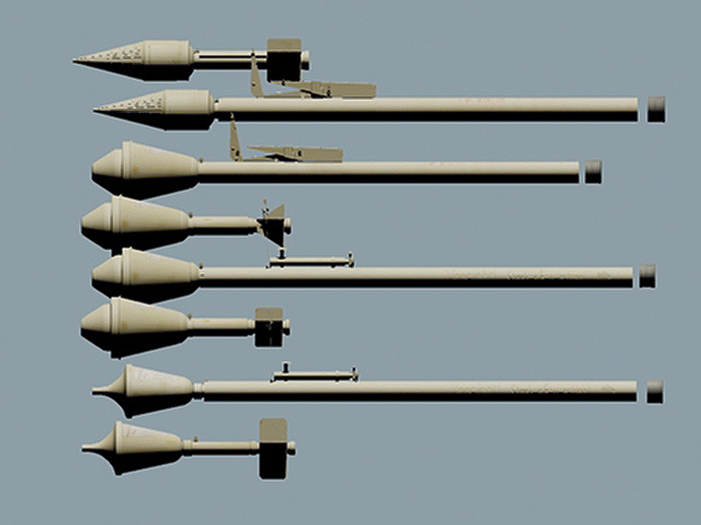 3d model wwii german panzerfaust family