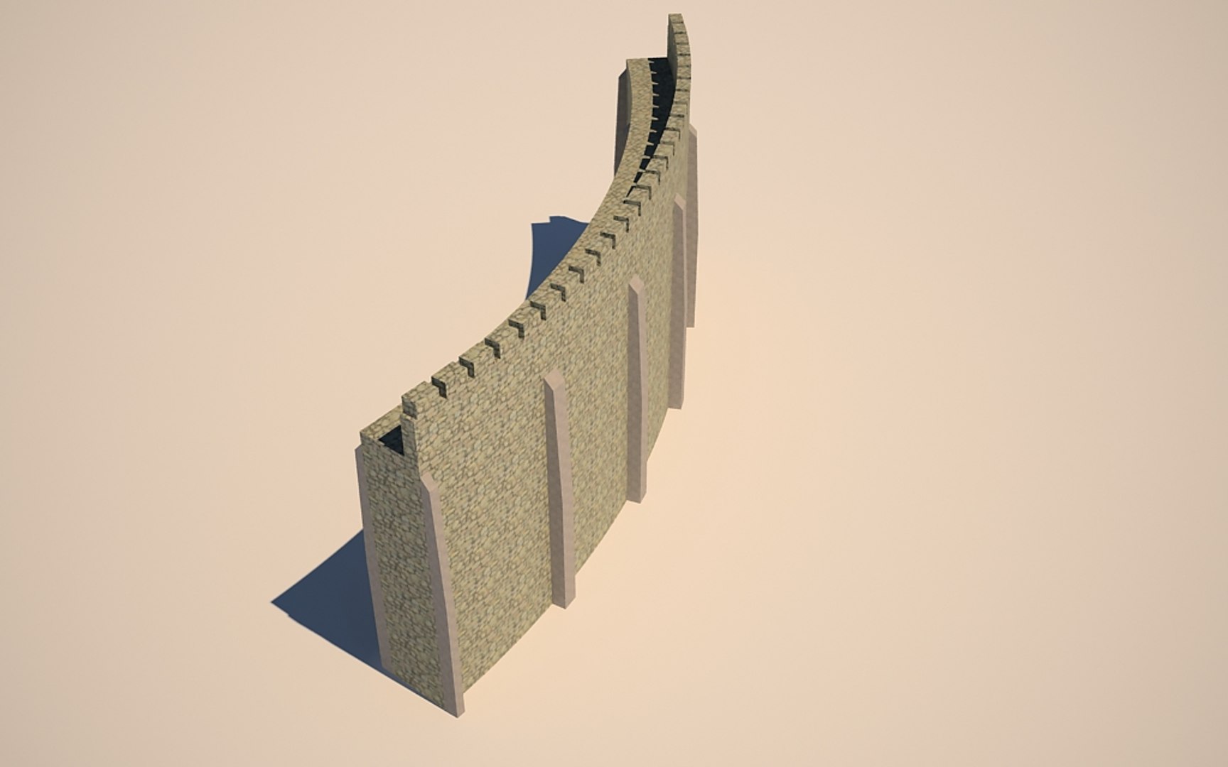 Seamless Curved Castle Walls 3ds