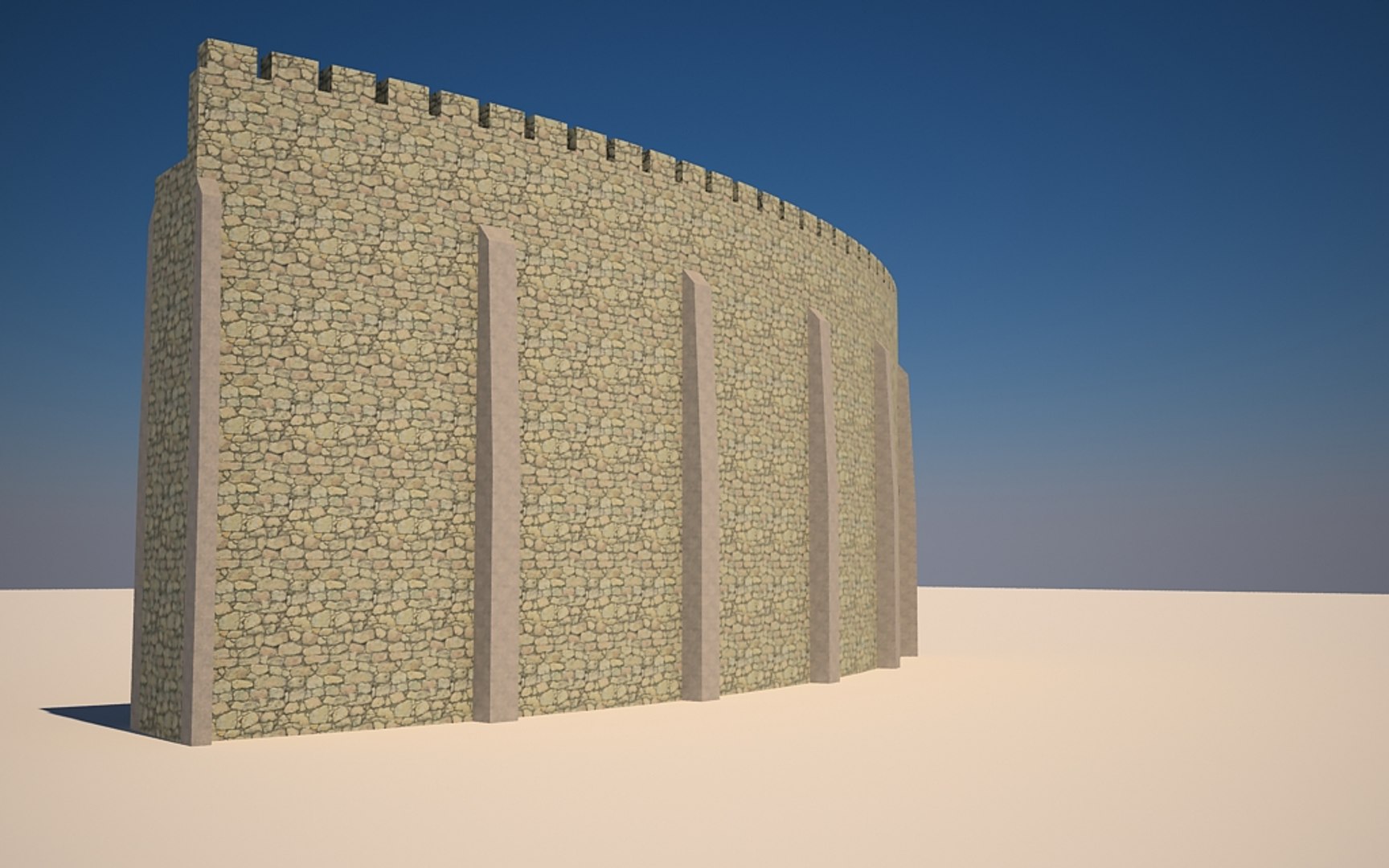 Seamless Curved Castle Walls 3ds