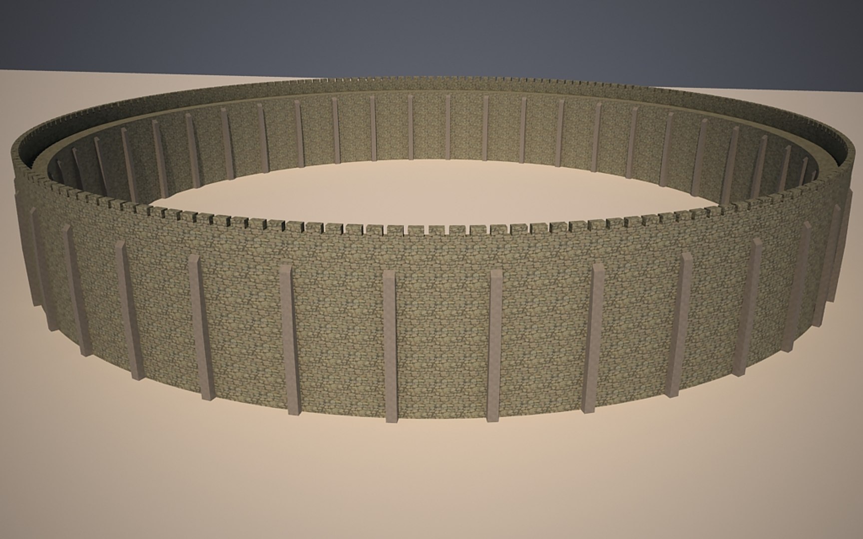 Seamless Curved Castle Walls 3ds