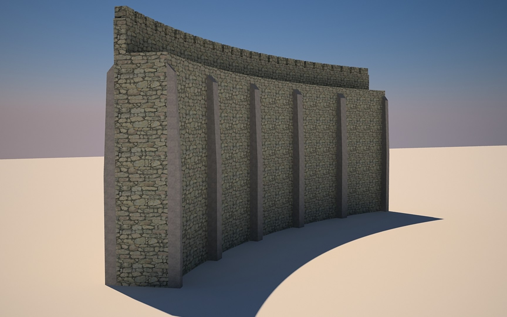 Seamless Curved Castle Walls 3ds