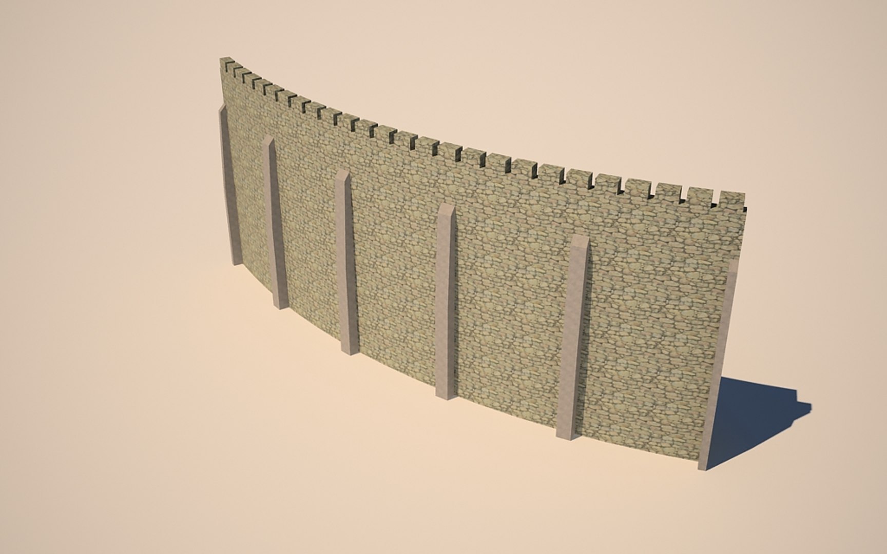 Seamless Curved Castle Walls 3ds