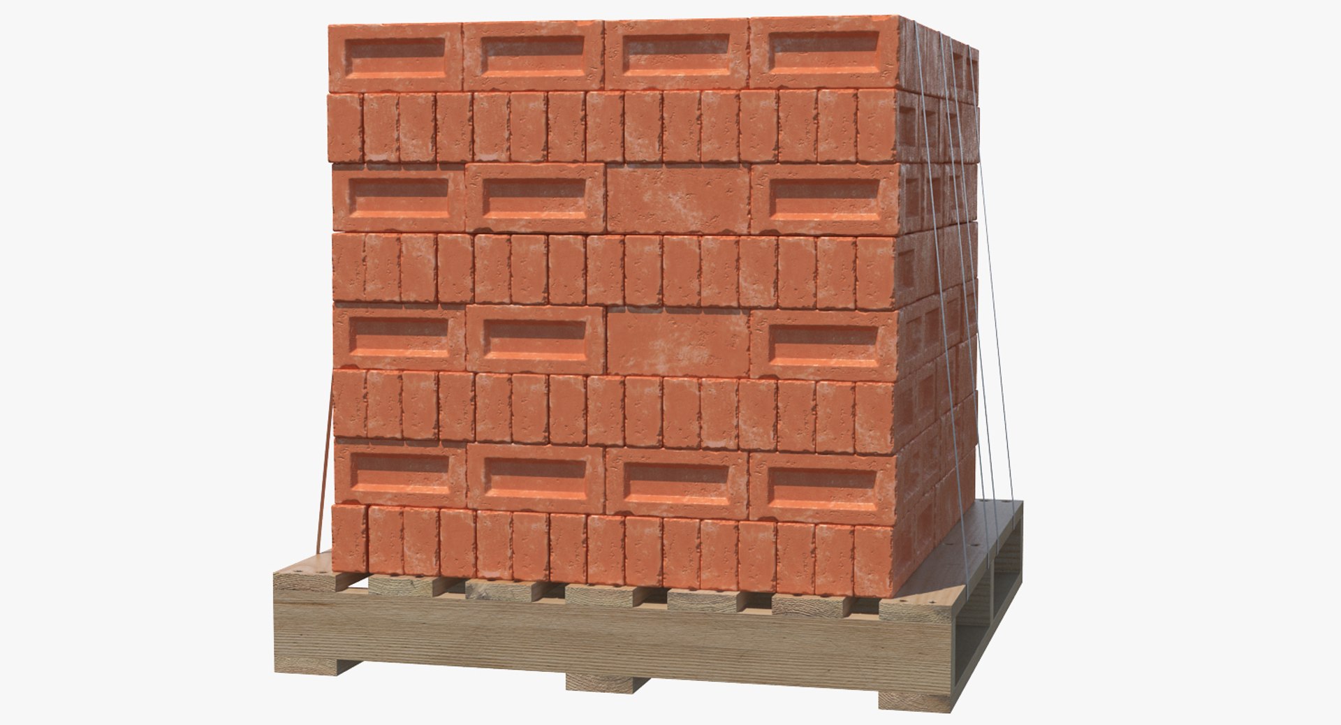 3D Red Bricks Stacked Wooden Pallet - TurboSquid 1330106