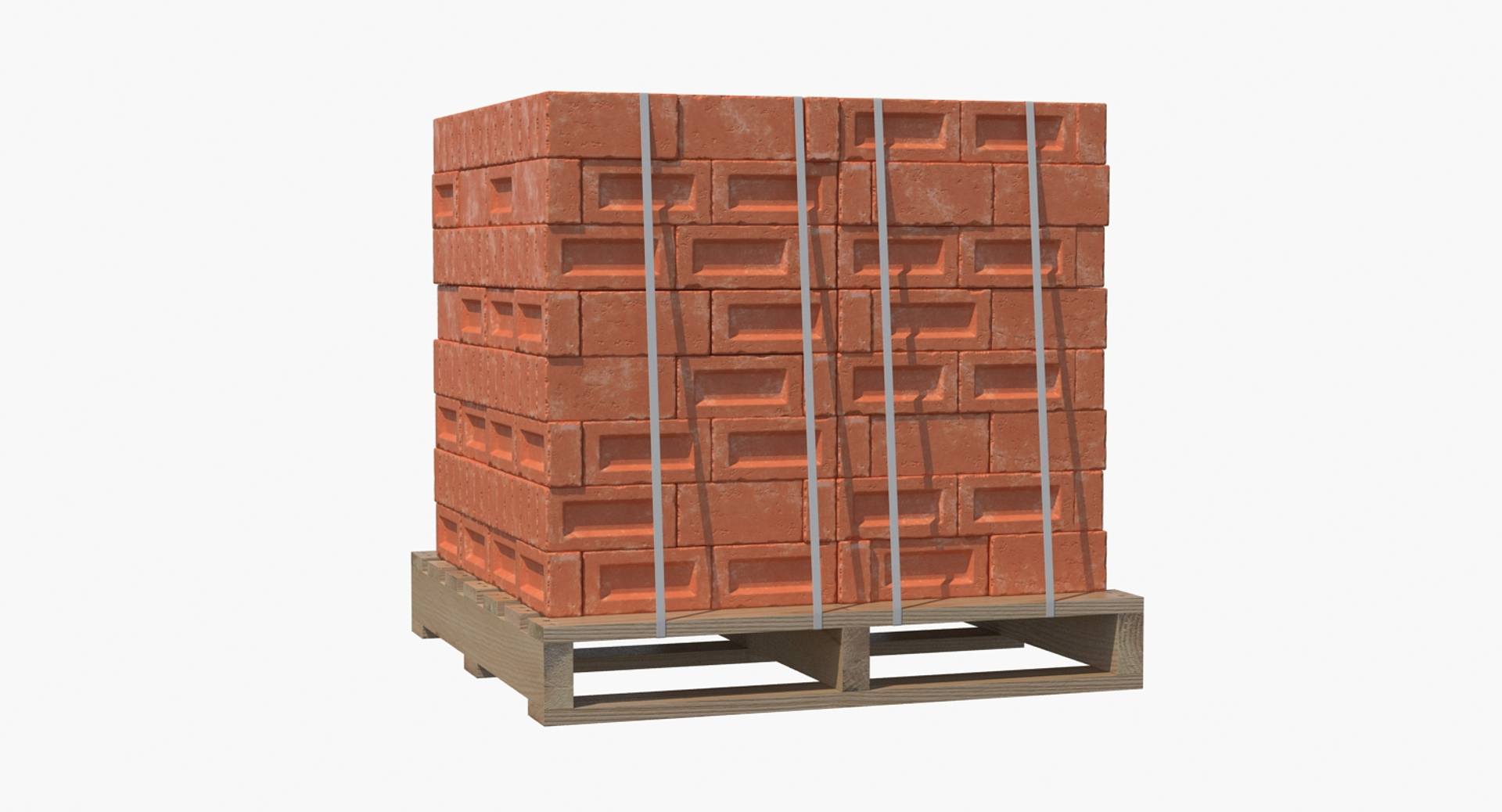 3D Red Bricks Stacked Wooden Pallet - TurboSquid 1330106