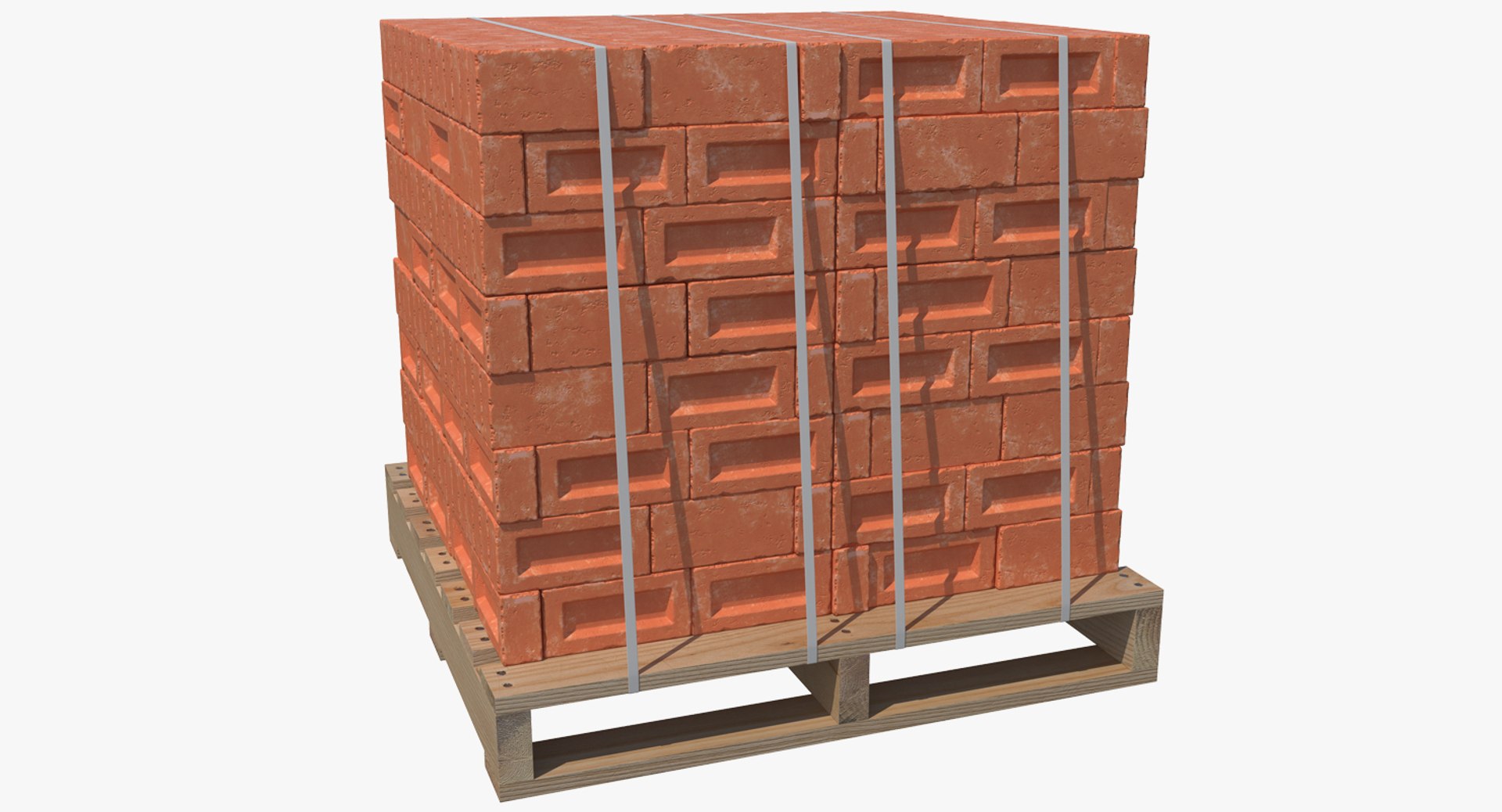 3D red bricks stacked wooden pallet - TurboSquid 1330106
