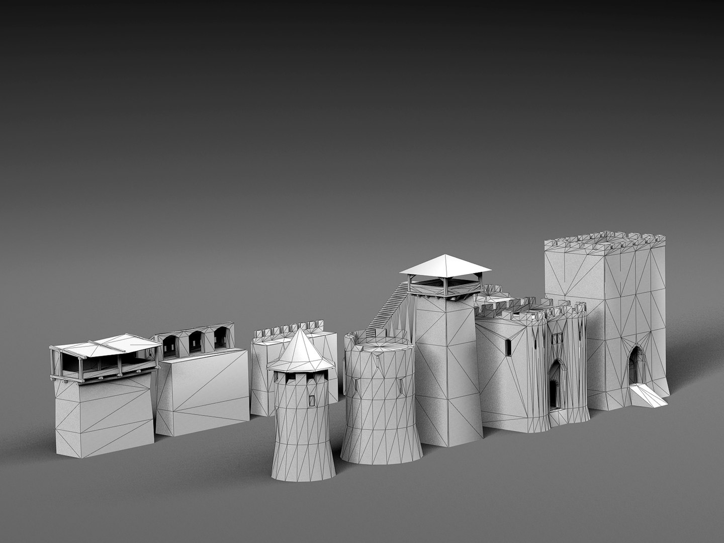 Castle Construction Set 3D Model - TurboSquid 1903500
