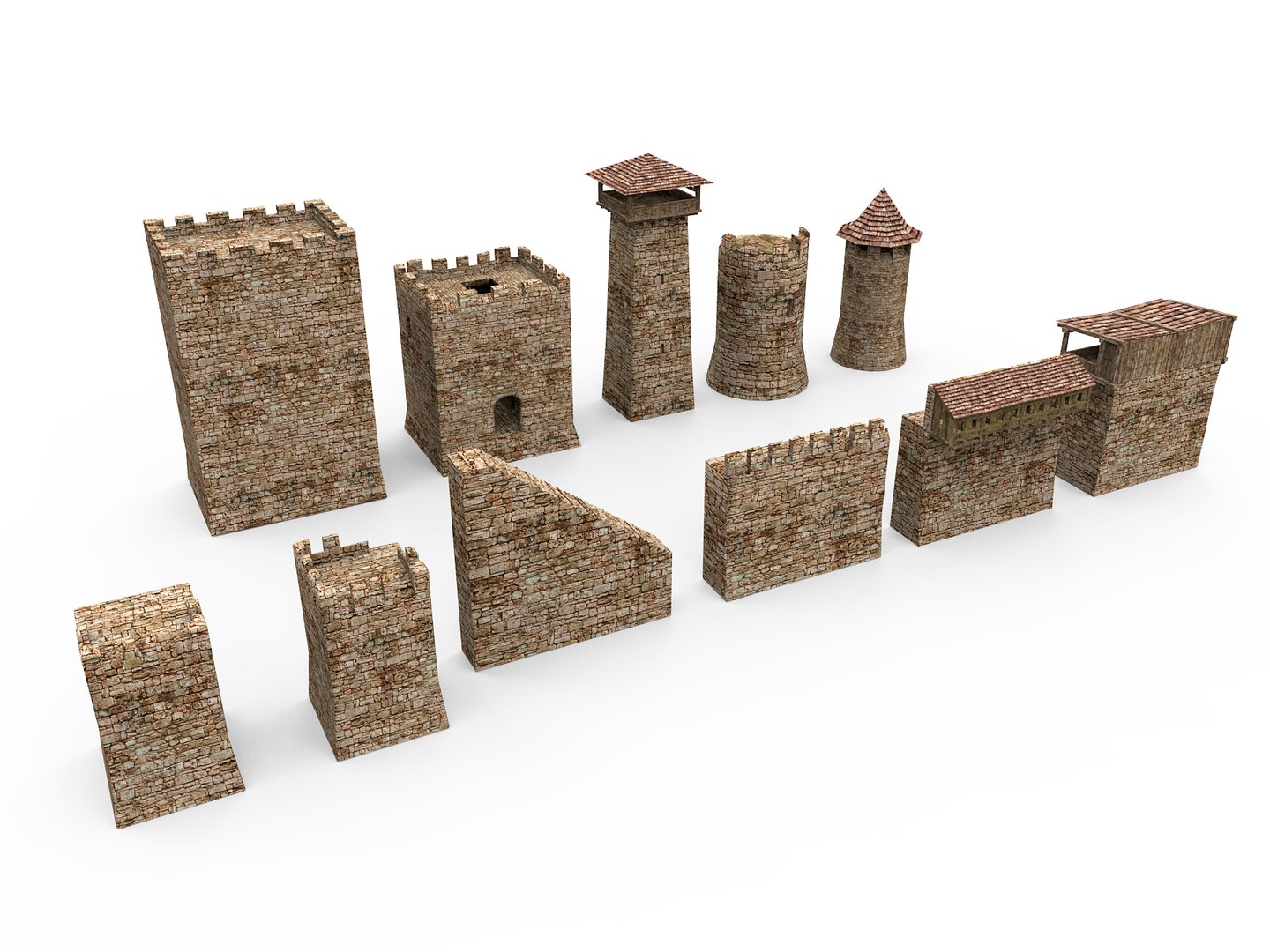 Castle Construction Set 3D Model - TurboSquid 1903500
