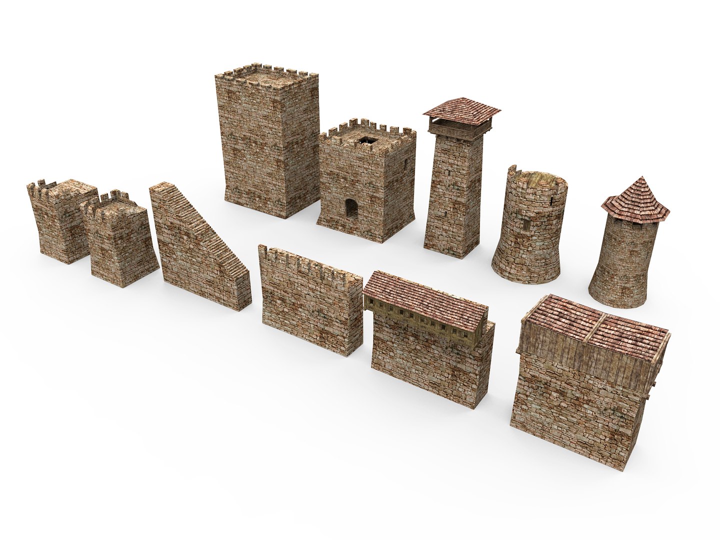 Castle Construction Set 3D Model - TurboSquid 1903500